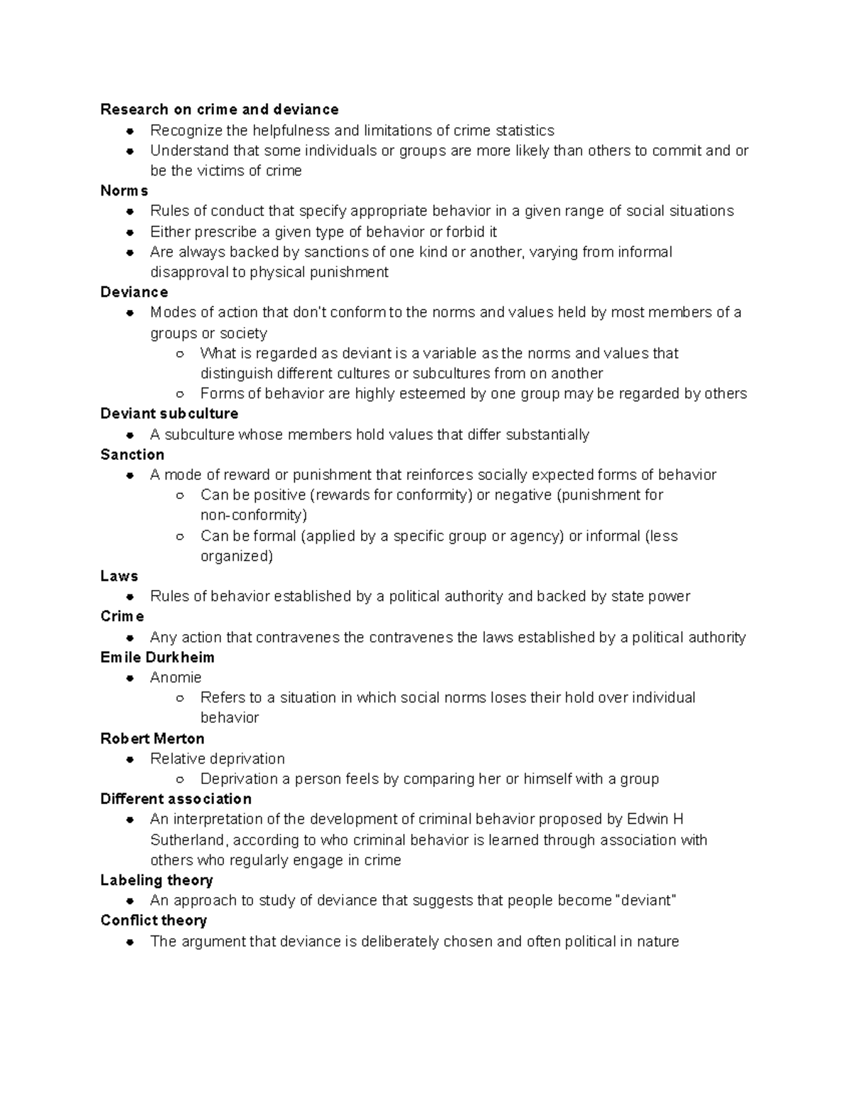 Sociology 101 chapter 7 lecture - Research on crime and deviance ...