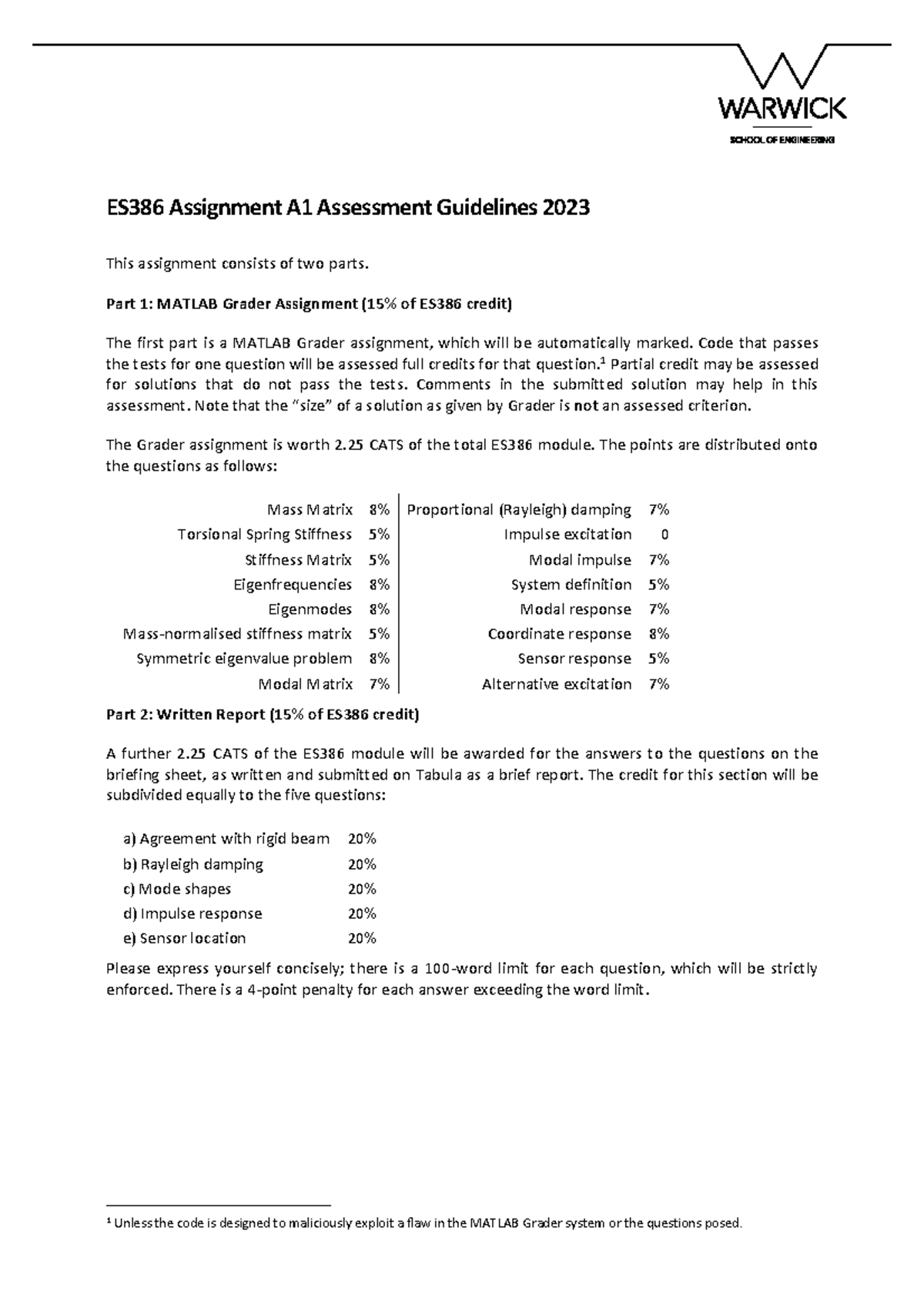ES386 A1 Assessment Guideline 2023 - ES386 Assignment A1 Assessment ...