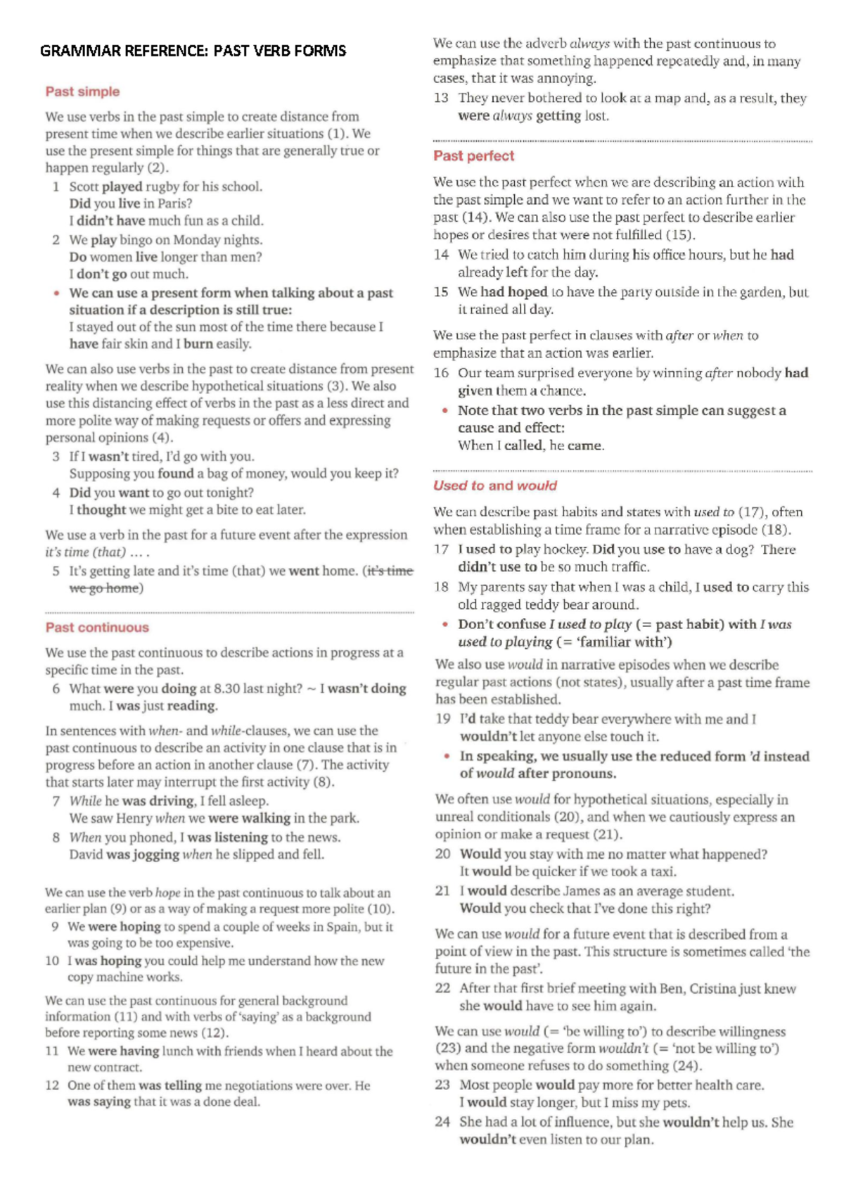 Grammar Reference - Past Verb forms - Global Justice - GRAMMAR ...