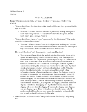 CS 230 Module 4 Journal - William Chatman II CS- Feb 4, 2024 Module 4 Journal The client-server ...
