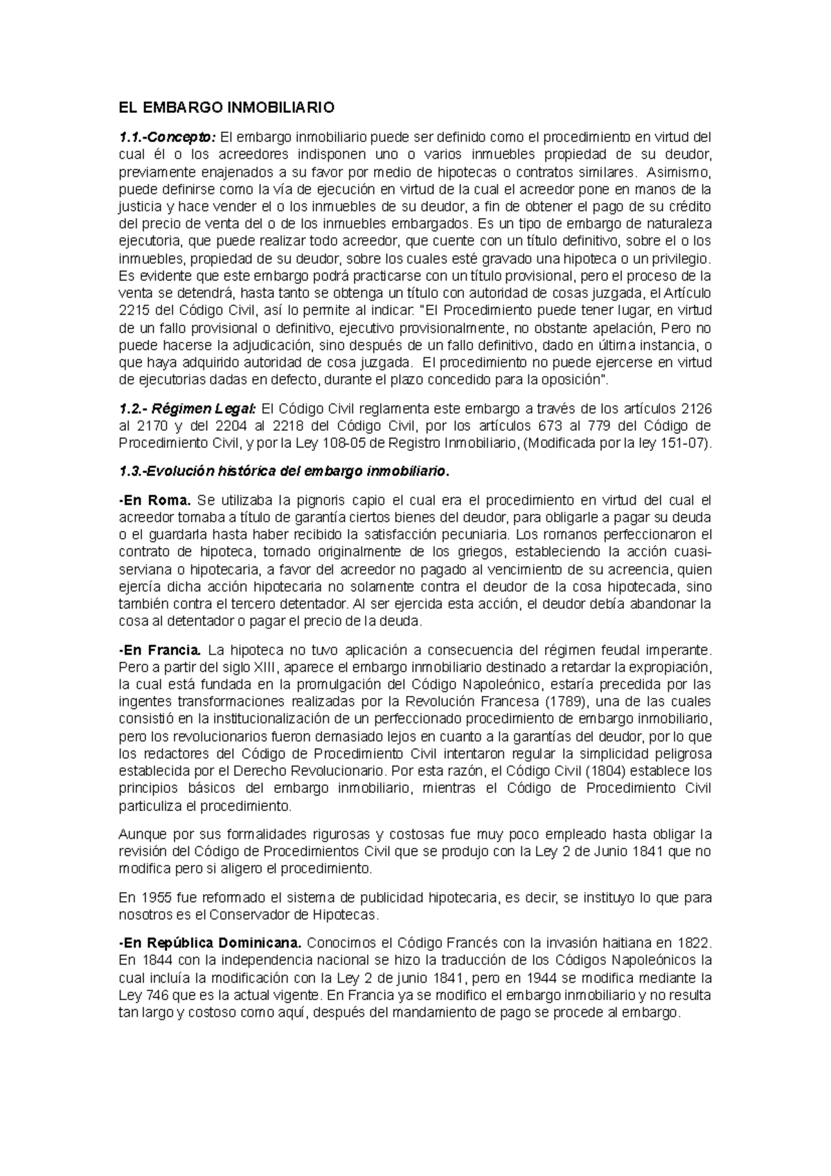 Embargo Inmobiliario y sus incidentes - EL EMBARGO INMOBILIARIO 1 ...