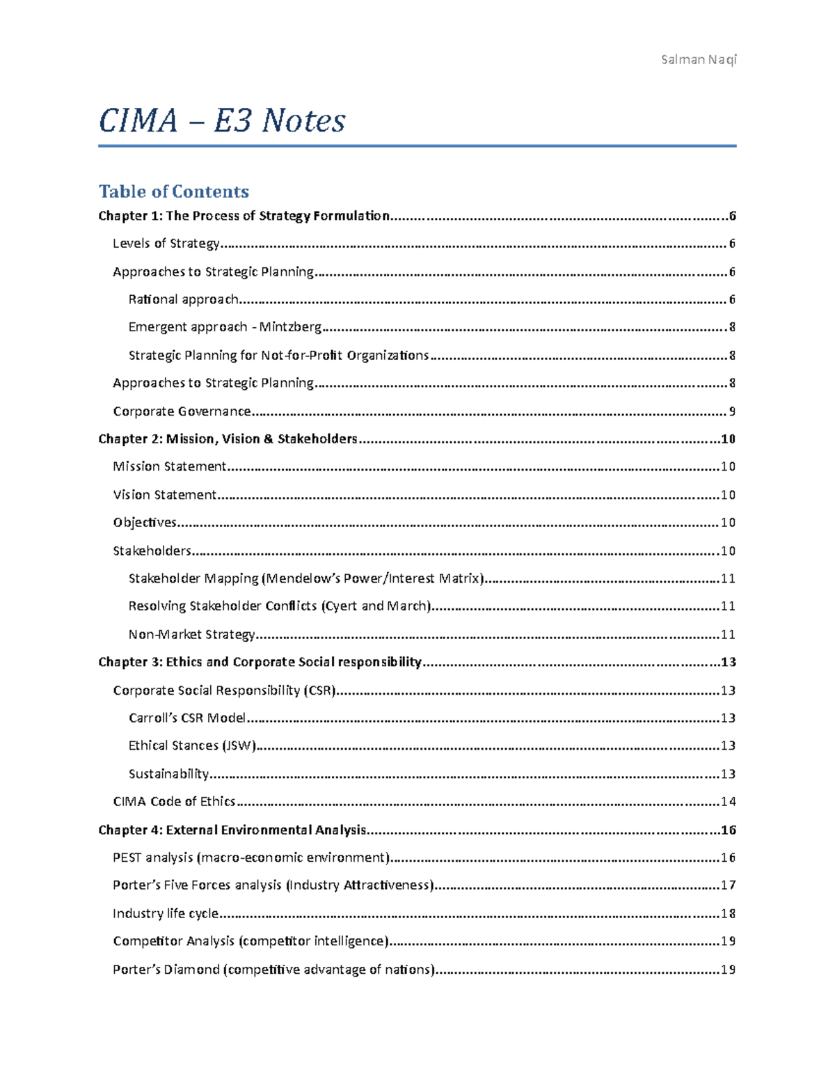 Salman Naqi s E3 Study Notes - CIMA – E3 Notes Chapter 1: The Process ...