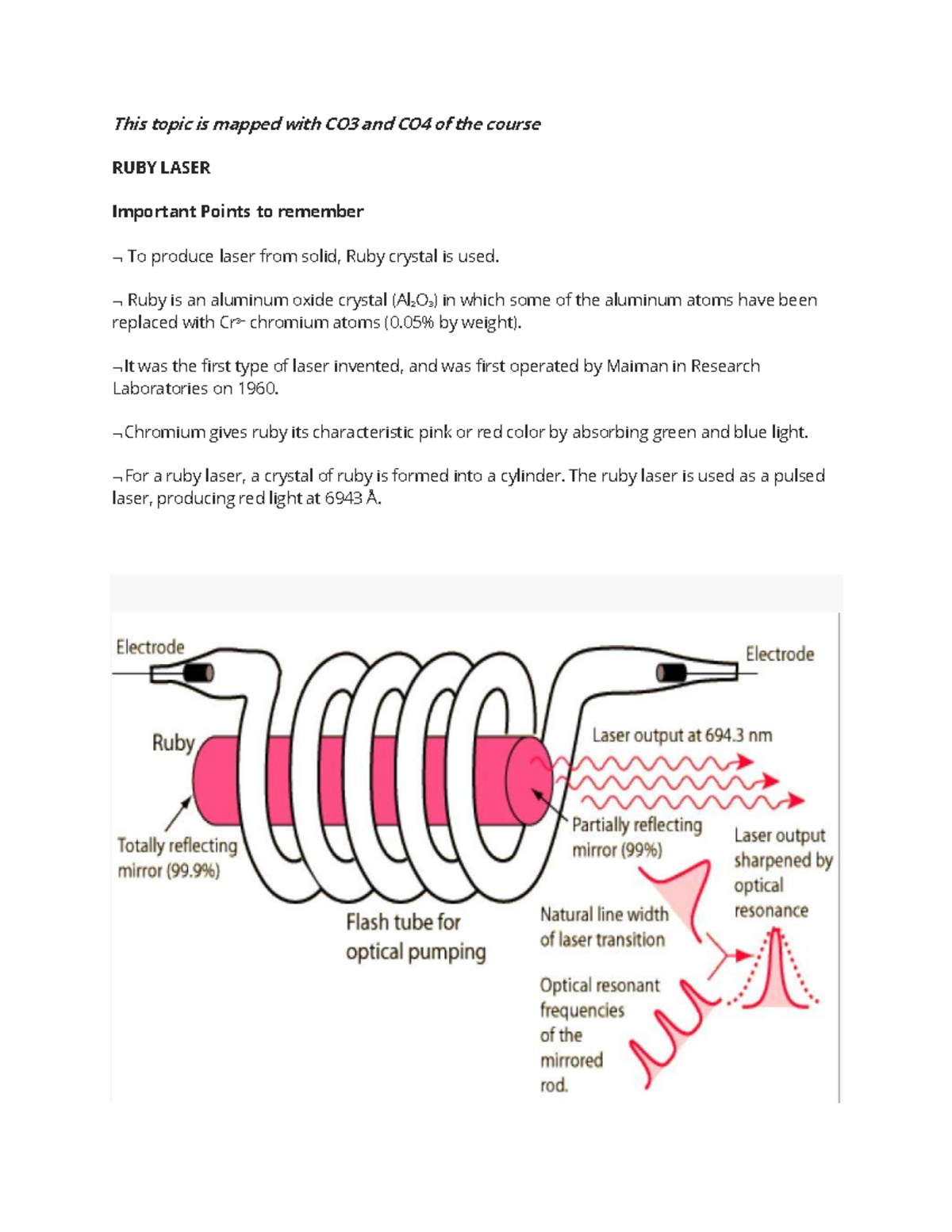 Laser Lecture 6 - This topic is mapped with CO3 and CO4 of the course ...