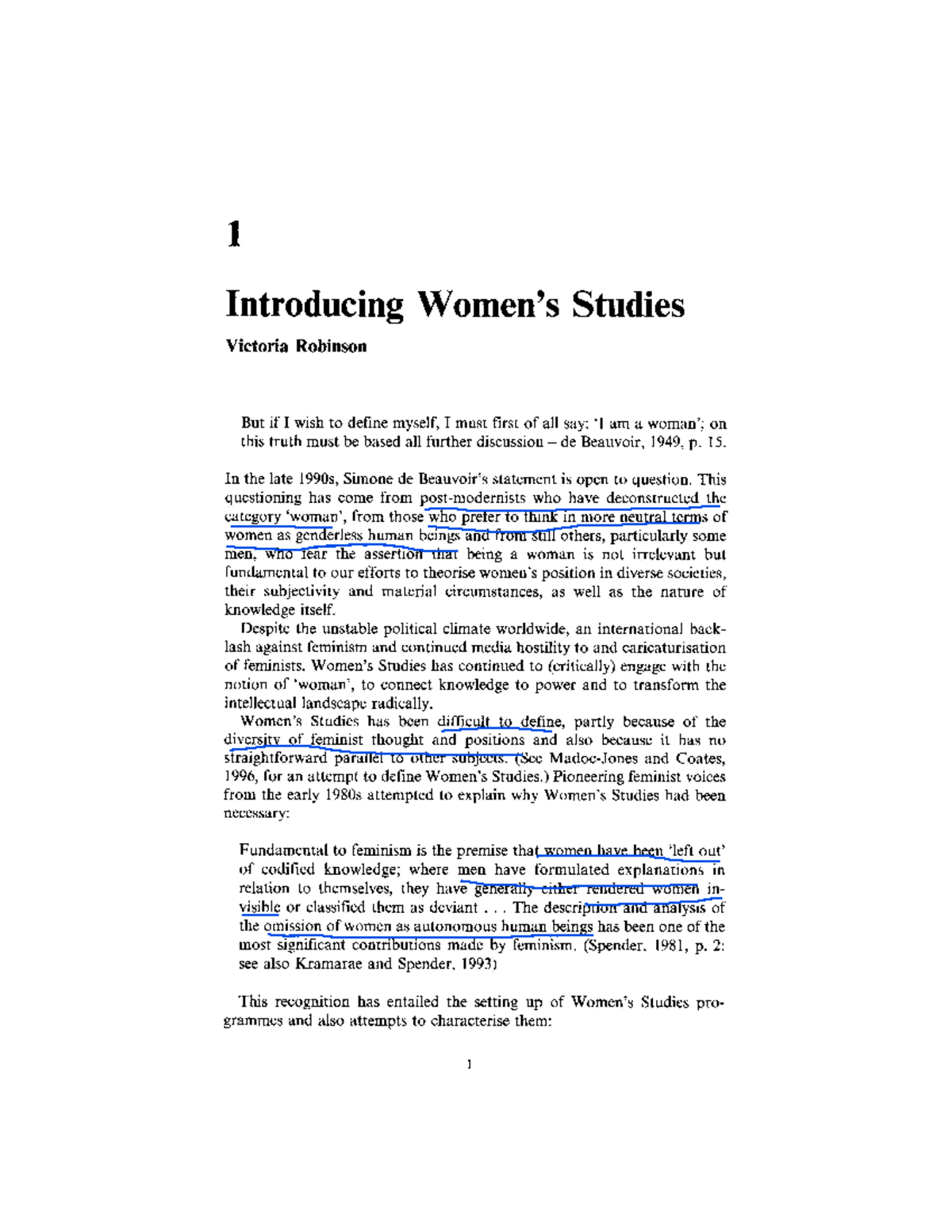 Introducing Women Studies Victoria Robinson - Feminism - Studocu
