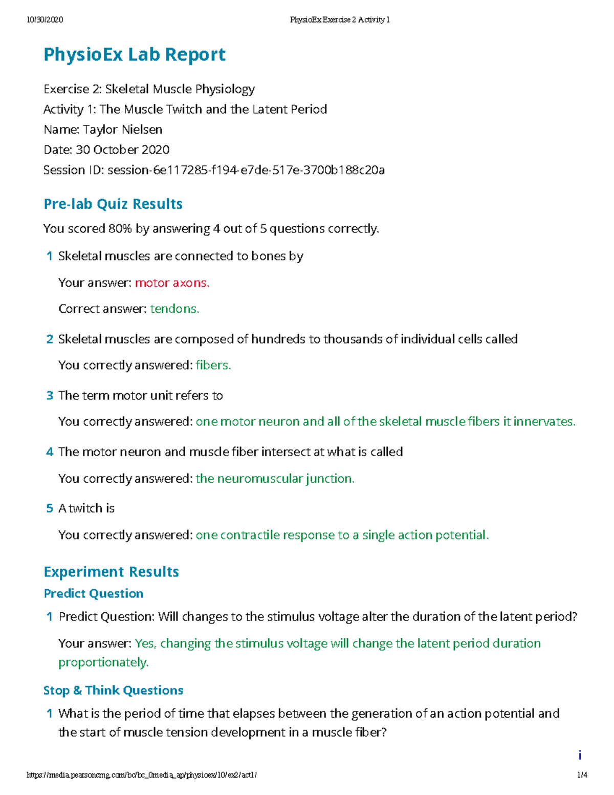 Physio Ex Exercise 2 Activity 1 - PhysioEx Lab Report Exercise 2 ...