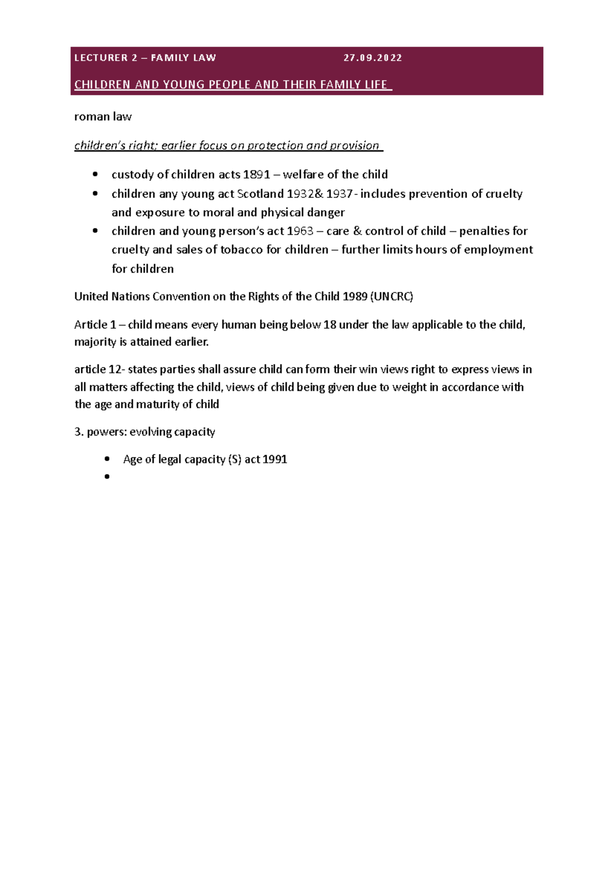 Lecturer 2 family laws - lecture notes - LECTURER 2 – FAMILY LAW 27 ...