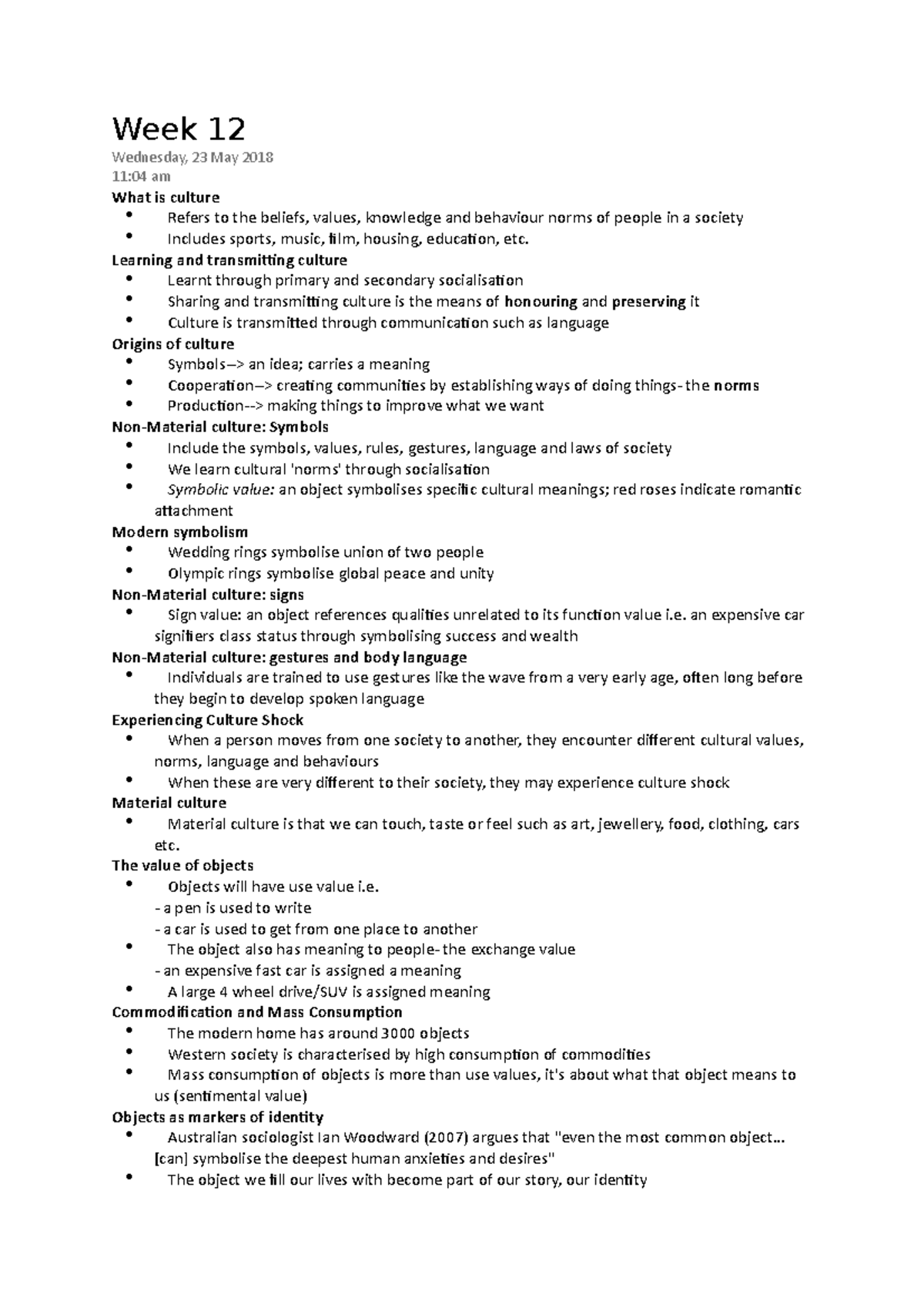 Week 12 - Lecture notes 12 - Week 12 Wednesday, 23 May 2018 11:04 am ...