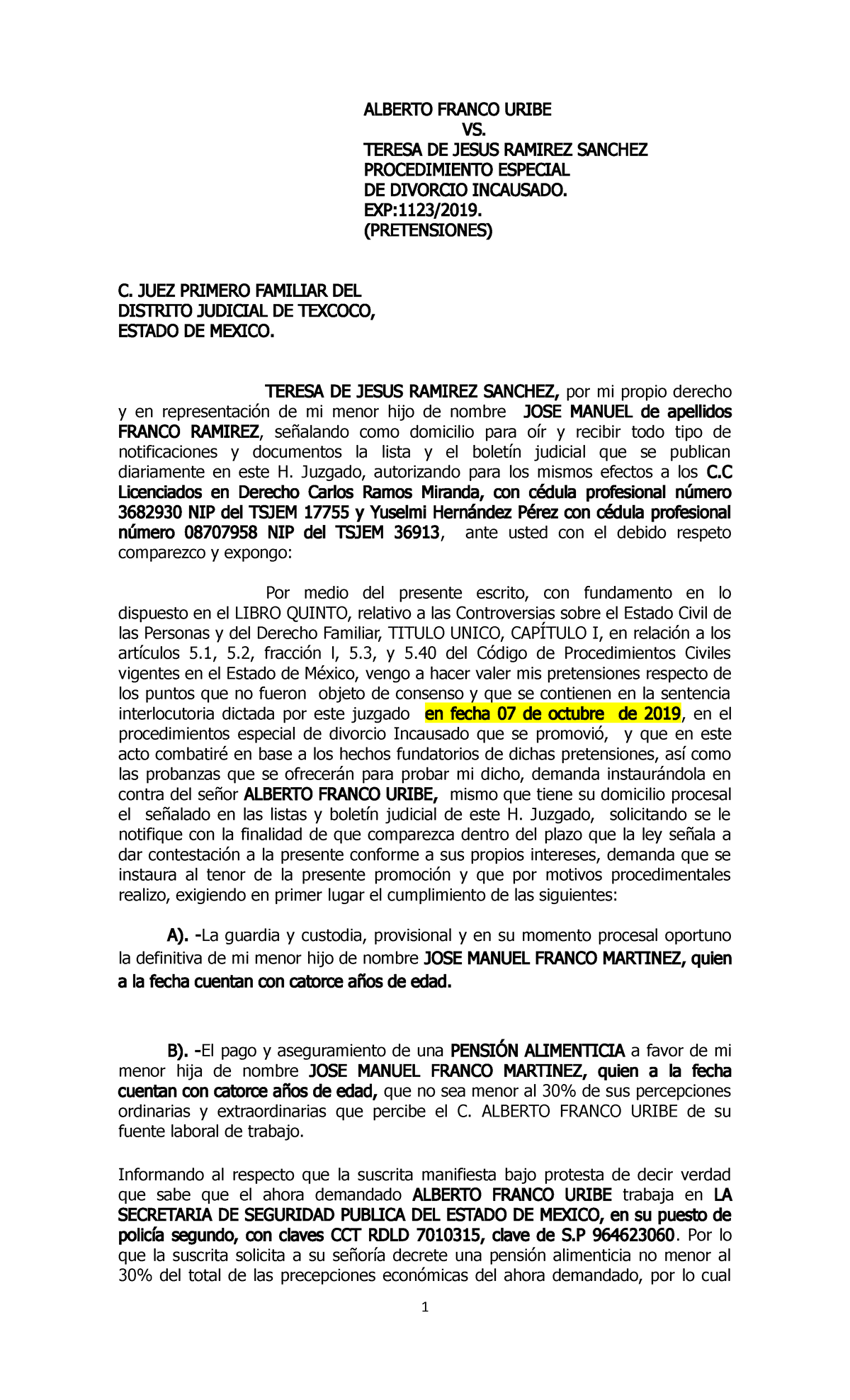 Formulacion DE Pretension teresa de jesus div. inv - ALBERTO FRANCO ...