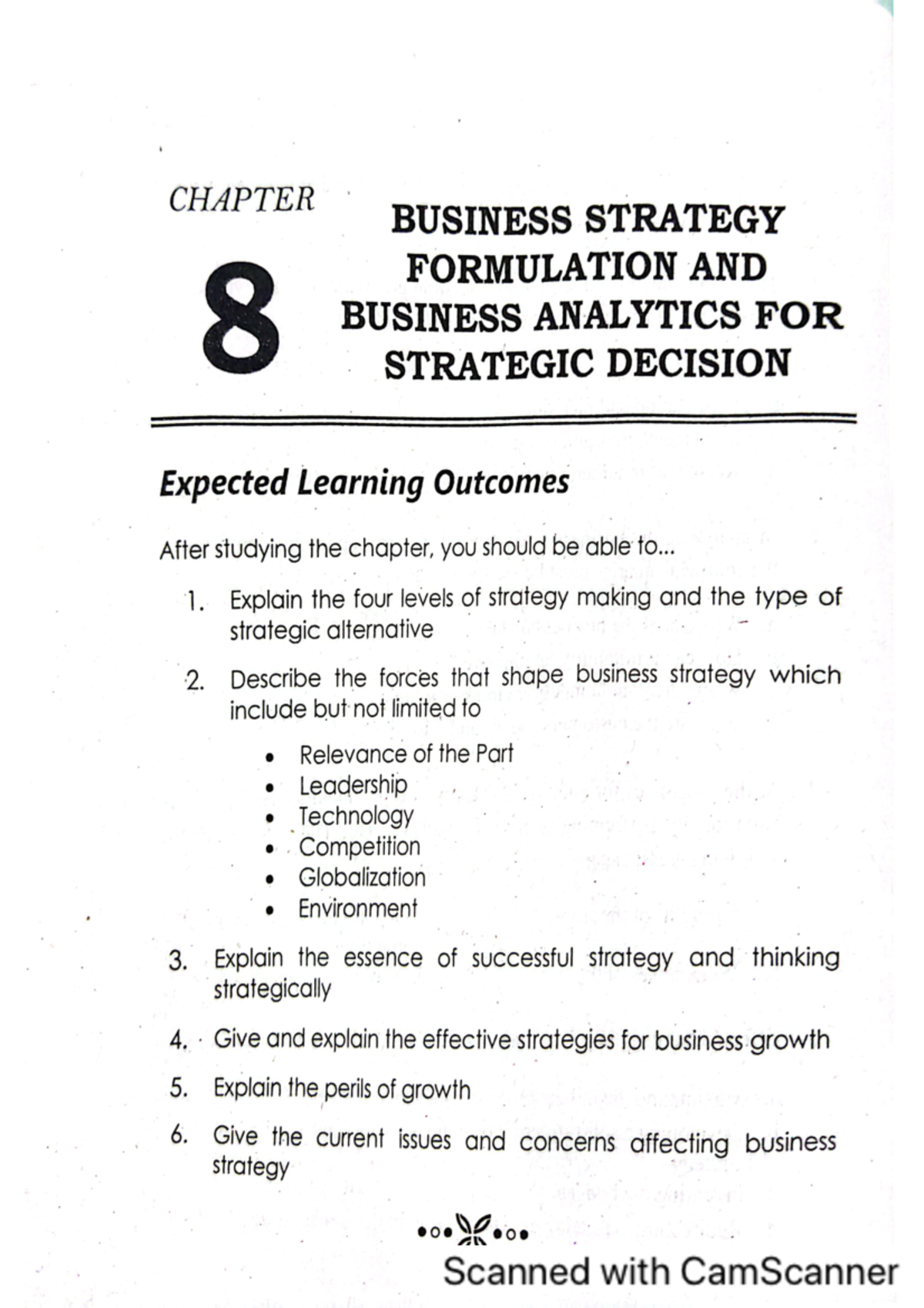 Chapter 8 Cabrera - CHAPTER BUSINESS STRATEGY FORMULATION AND 8 BUSINESS ANALYTICS FOR STRATEGIC ...
