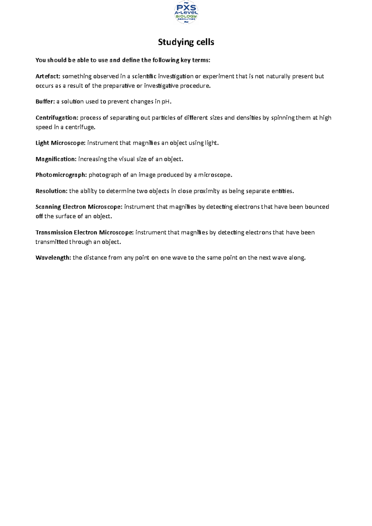 Studying cells - mmmm - Studying cells You should be able to use and ...