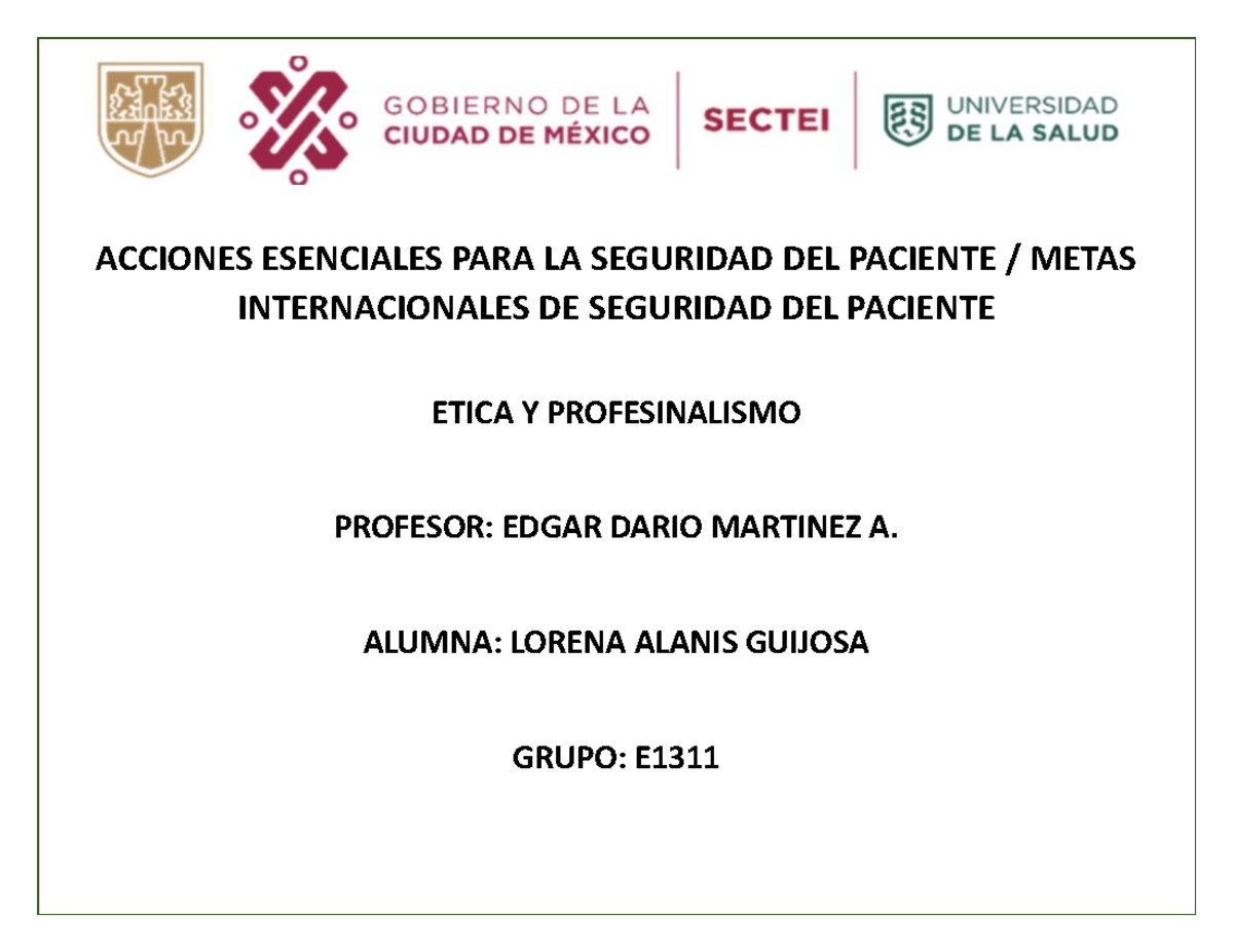 Acciones Y Metas Internacionales - ACCIONES ESENCIALES PARA LA ...