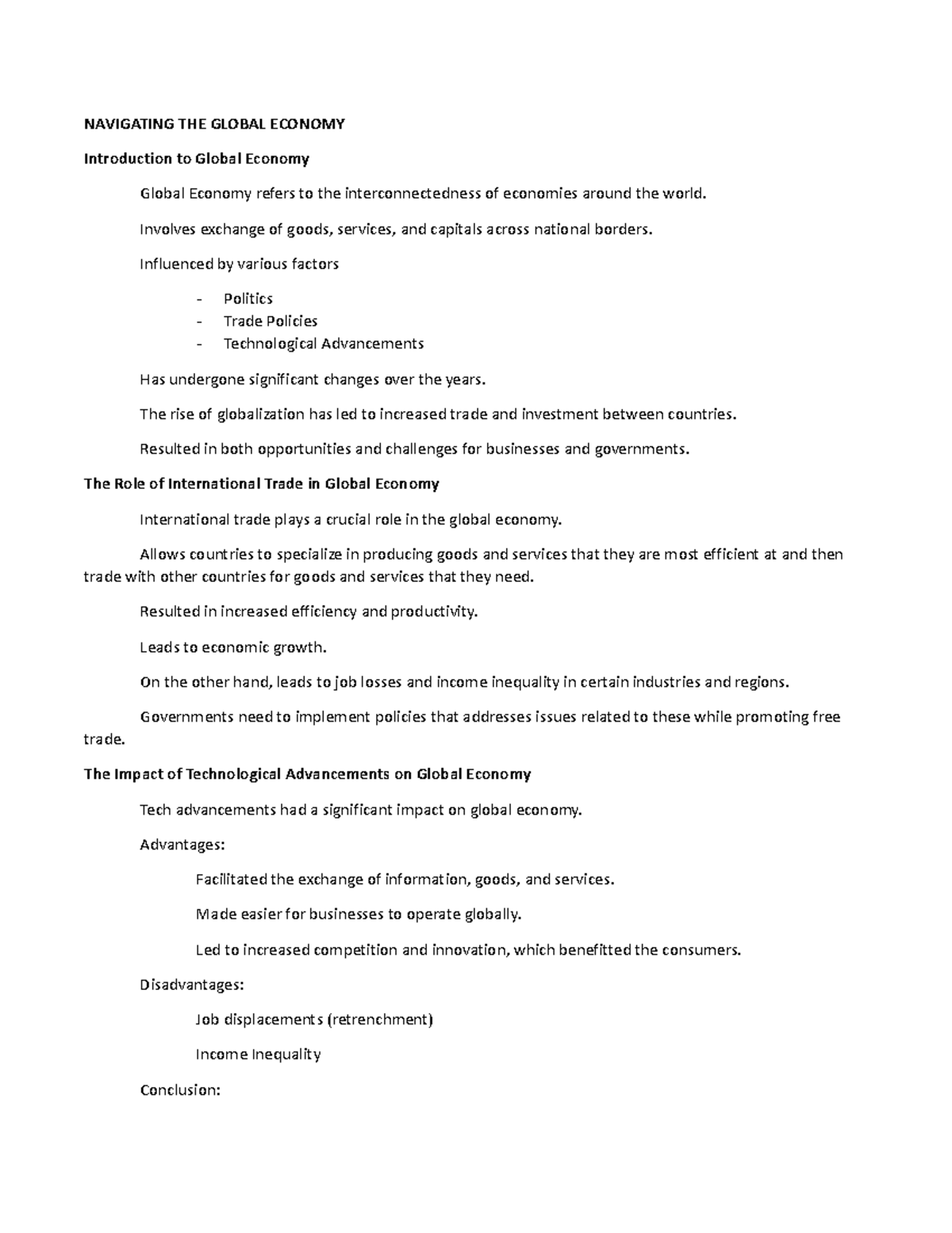 Navigating THE Global Economy - NAVIGATING THE GLOBAL ECONOMY ...