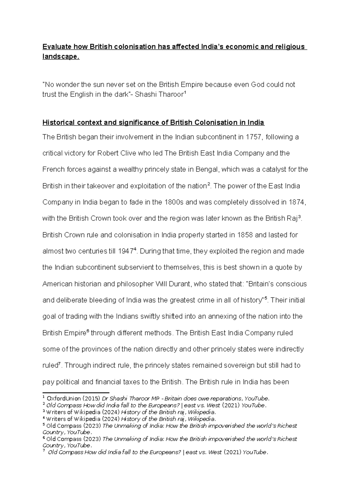 British Colonisation in India Term 2 Modern History - Evaluate how ...