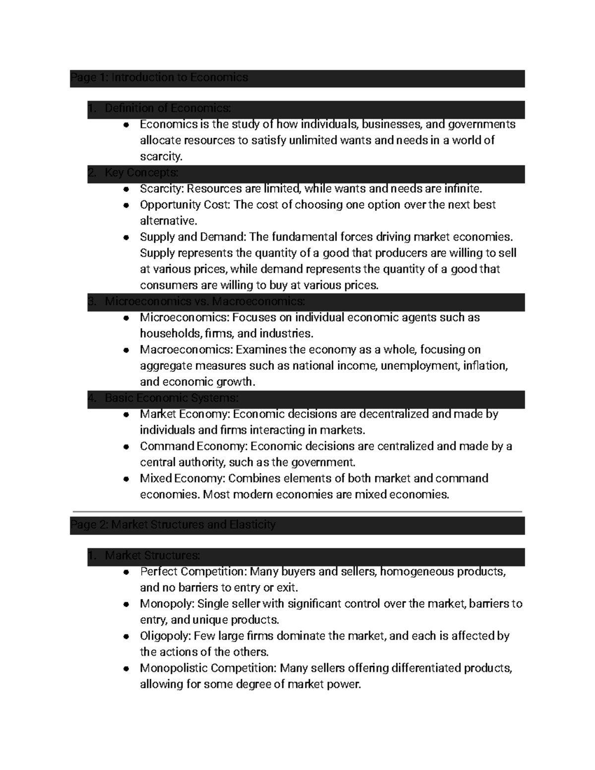 Econ stuff - economic defintions - Page 1: Introduction to Economics 1 ...