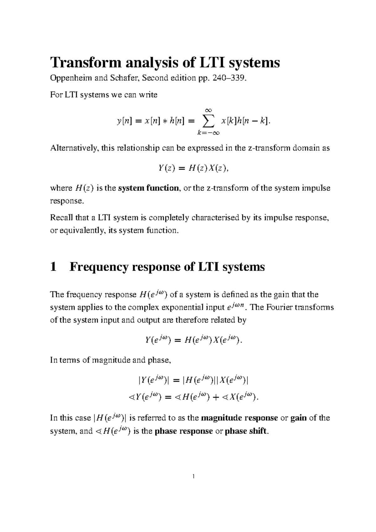 Chap 5 transform analysis of lti sys - Transform analysis of LTI systems Oppenheim and Schafer ...