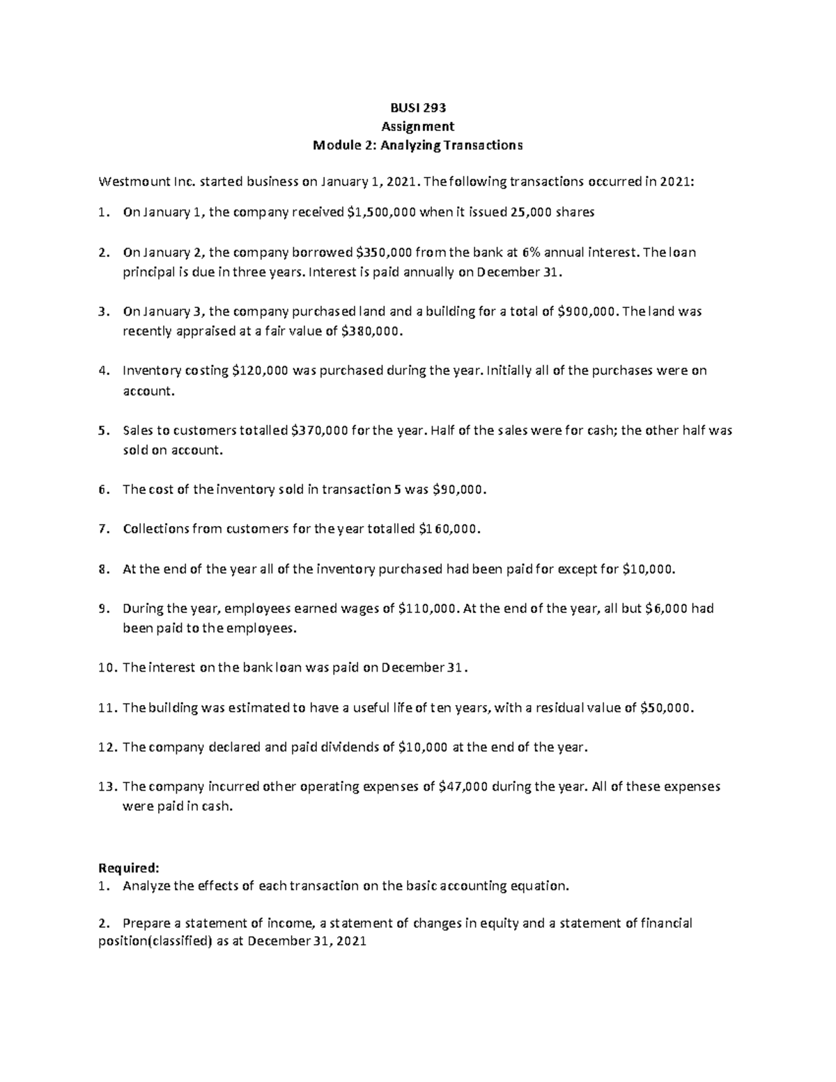 Module 2 Assignment - BUSI 293 Assignment Module 2: Analyzing ...