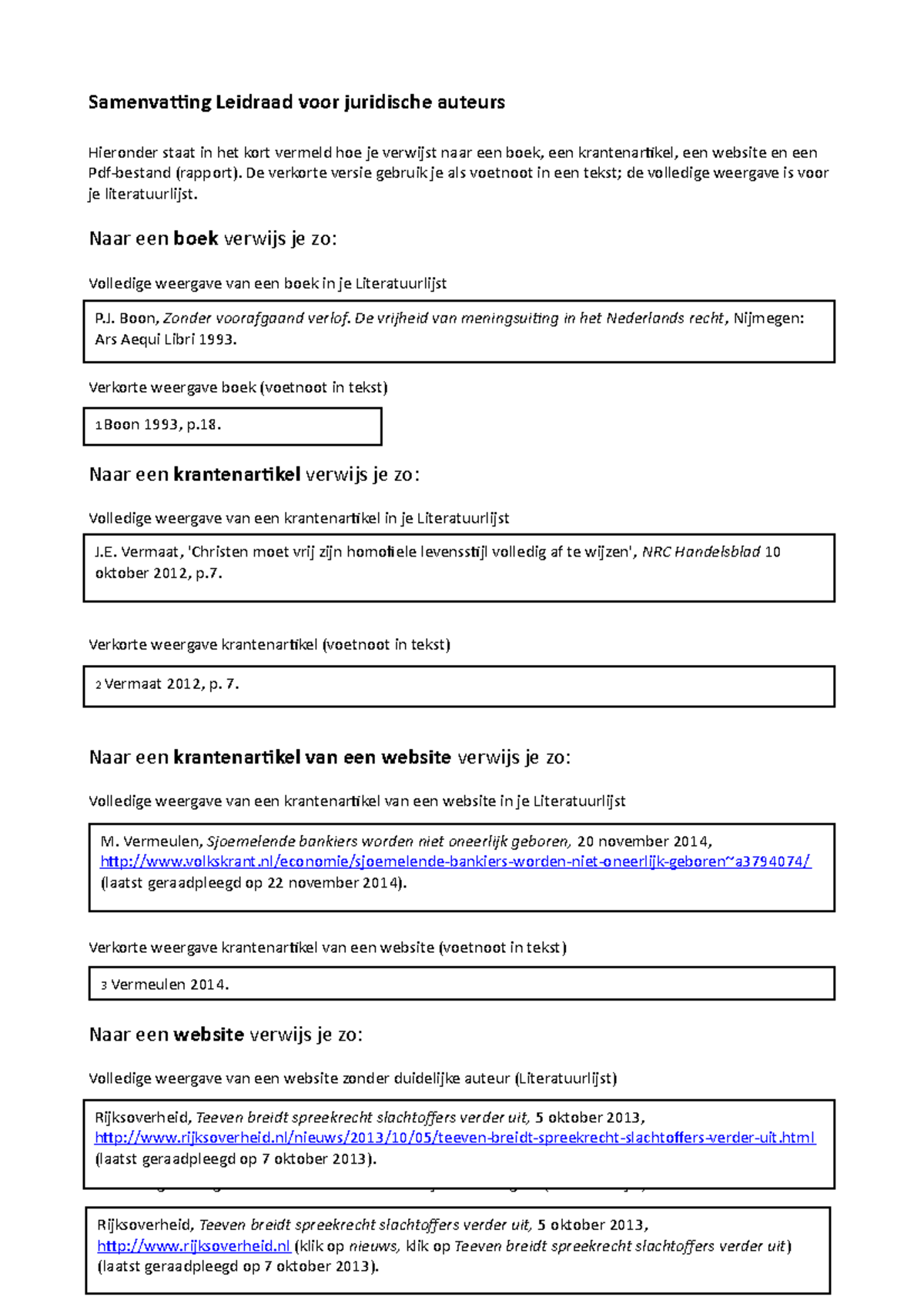 Bronvermelding Leidraad samengevat - Samenvatting Leidraad voor ...
