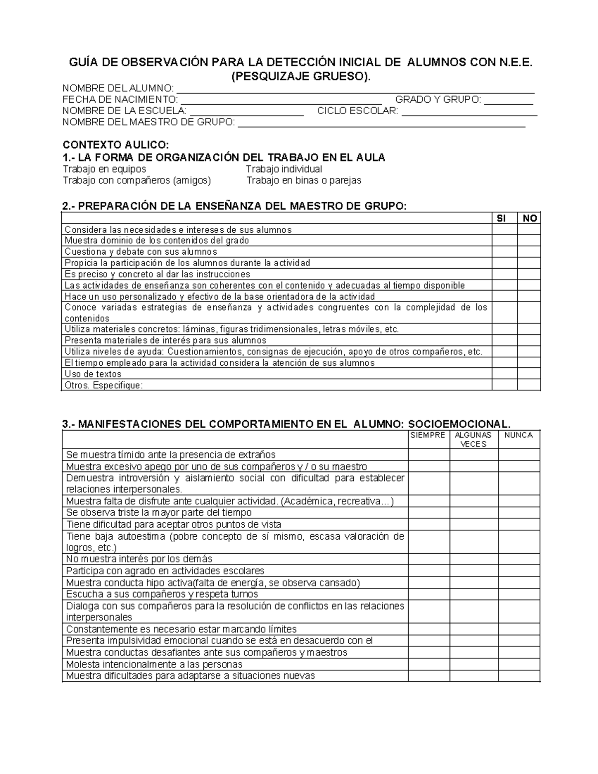 4 GUÍA DE Observación PARA LA Detección Inicial DE Alumnos CON N - GUÍA DE OBSERVACIÓN PARA LA ...
