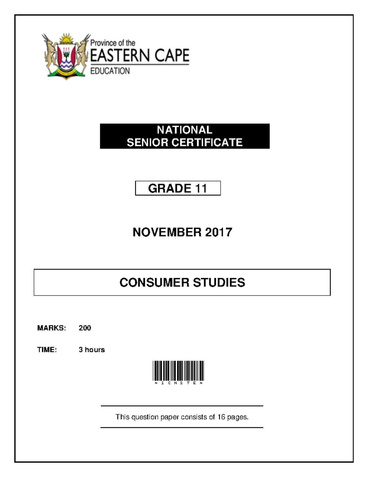 Consumer Studies GR11 QP NOV2017 English - NATIONAL SENIOR CERTIFICATE ...