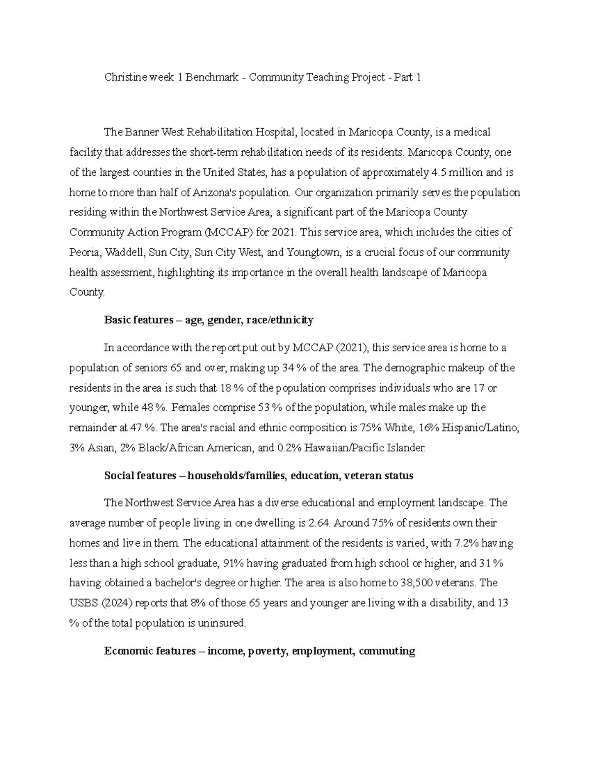 Christine, week 1 Benchmark Teaching Project Part 1 - Christine week 1 ...