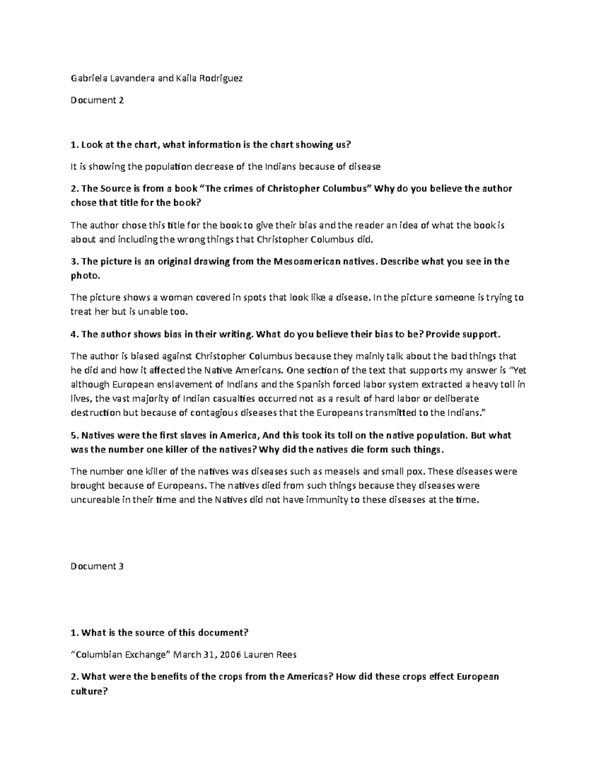 Colombian Exchange - Gabriela Lavandera and Kaila Rodriguez Document 2 ...