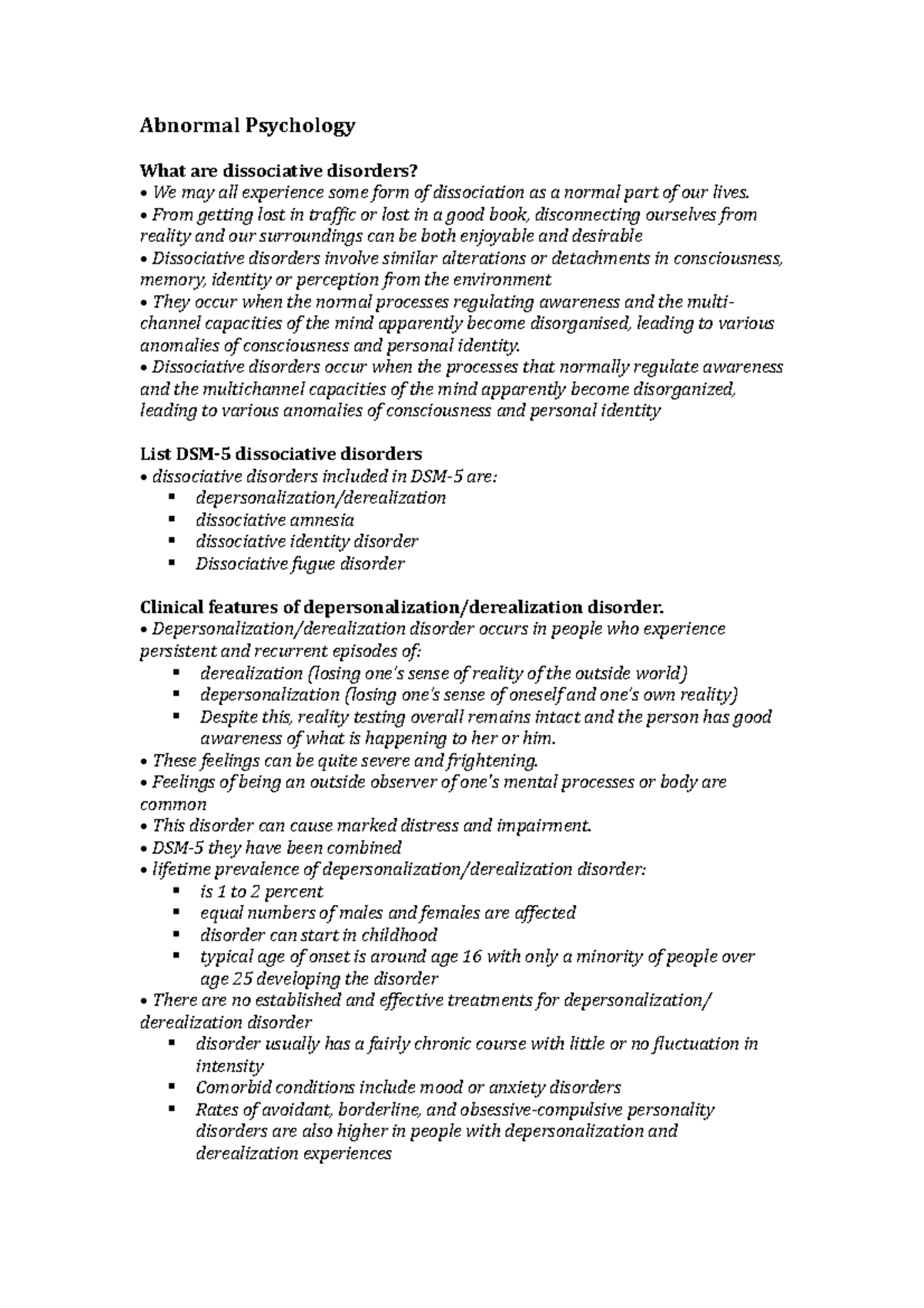 Abnormal Psychology - Week 7 - Abnormal Psychology What are ...