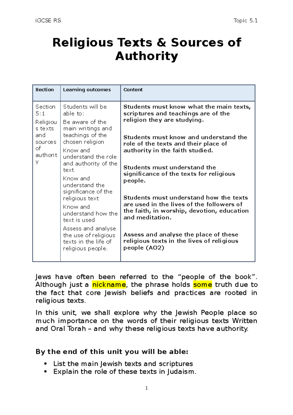 5.1 Religious Texts and Sources of Authority FV2-2 - Religious Texts ...