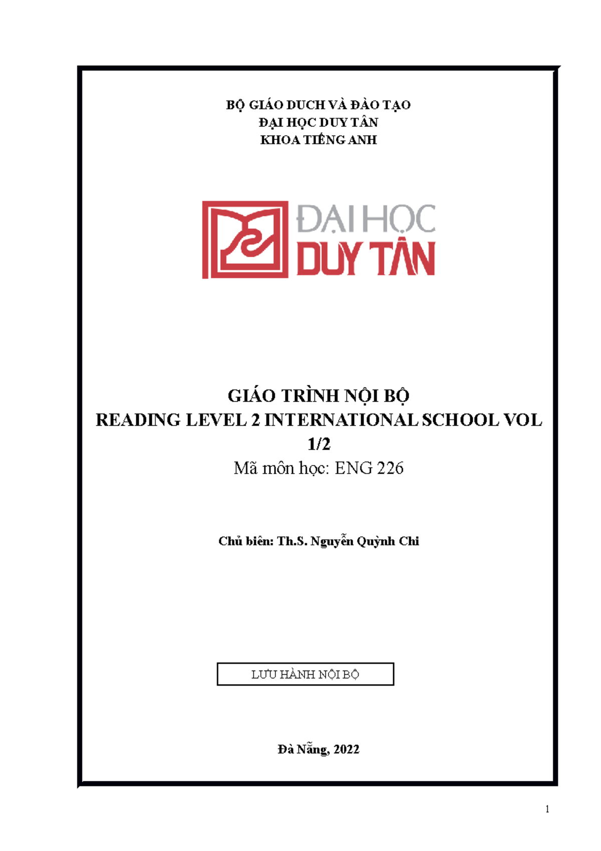 Nguyen, C. Q. 2022 . Reading level 3- REF - Update - BỘ GIÁO DUCH VÀ ĐÀO TẠO ĐẠI HỌC DUY TÂN ...