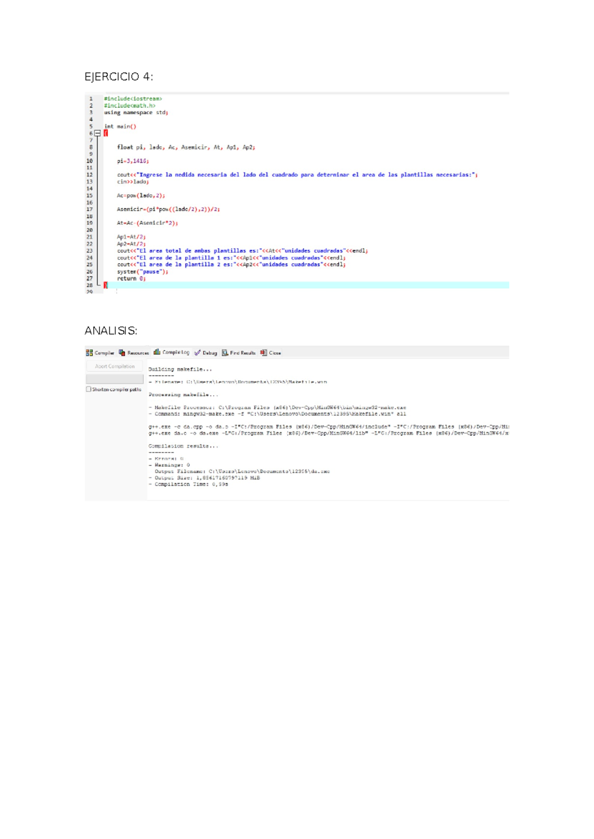 Ejercicio 4 - Programación 1 - EJERCICIO 4: ANALISIS: - Studocu