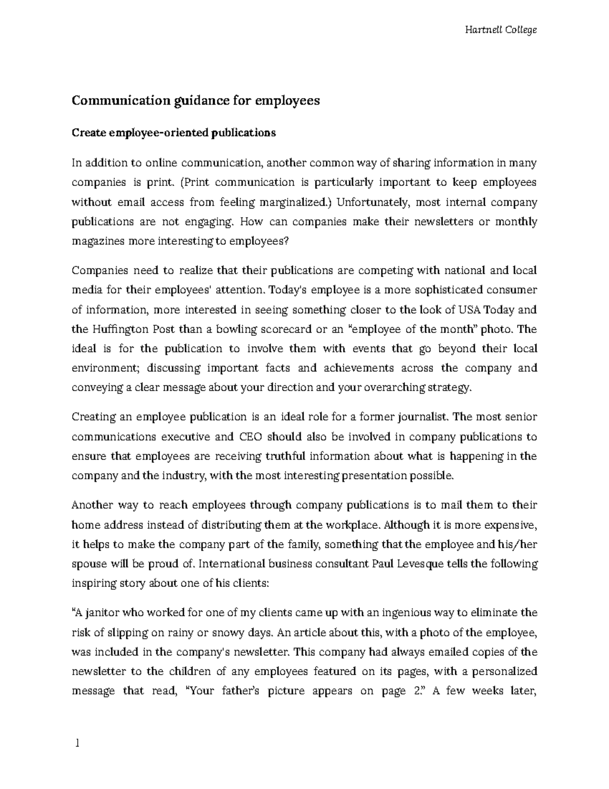 Communication guidance for employees. - Communication guidance for ...