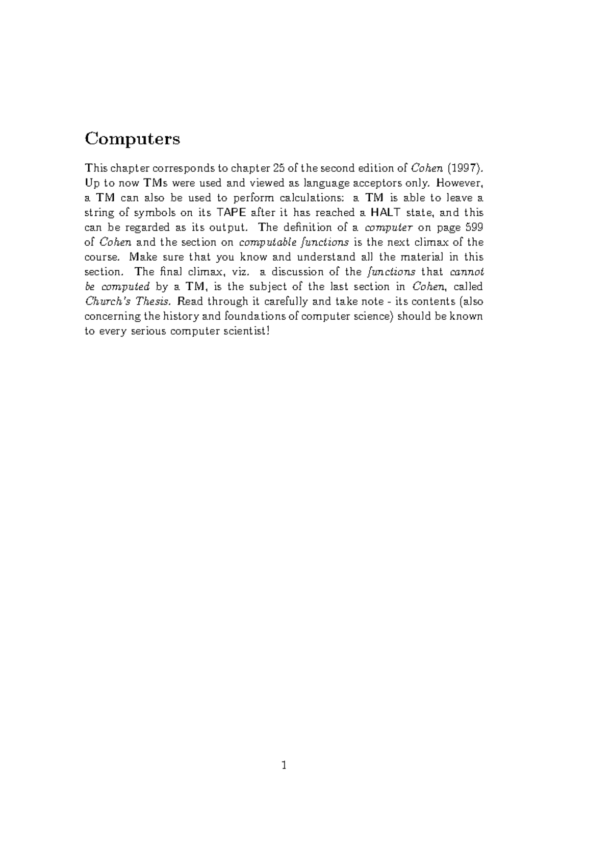 Chapter 25 Summary - Computers This chapter corresponds to chapter 25 ...