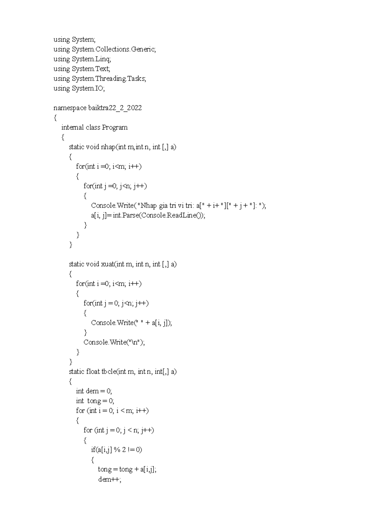 Bai tap - Gia định - using System; using System.Collections; using System; using System; using ...
