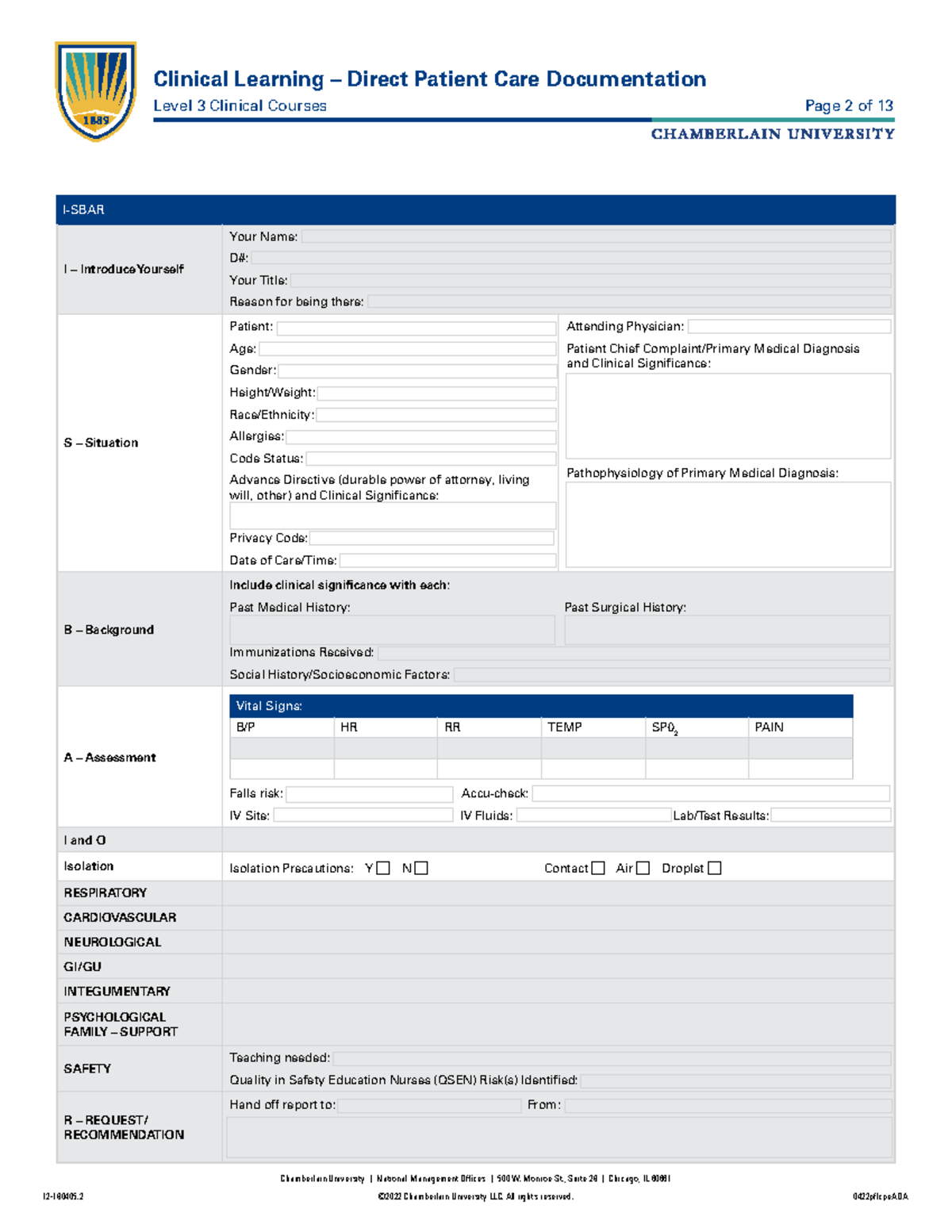 BSN Level 3 Direct Patient Care Documentation updated 4 - 12-180405 ...