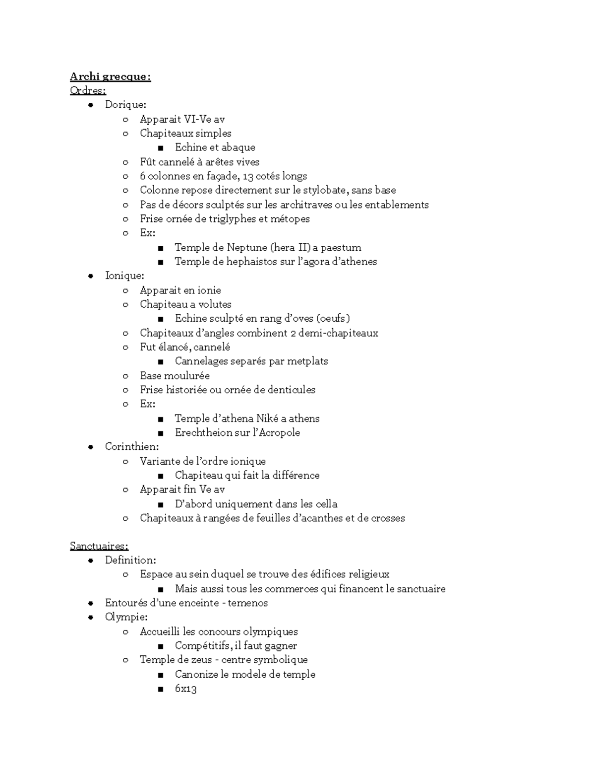 Fiche Antique - Archi grecque: Ordres: Dorique: Apparait VI-Ve av ...