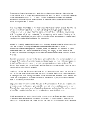 Notes on Crime Scene Investigation - A multidisciplinary technique to ...