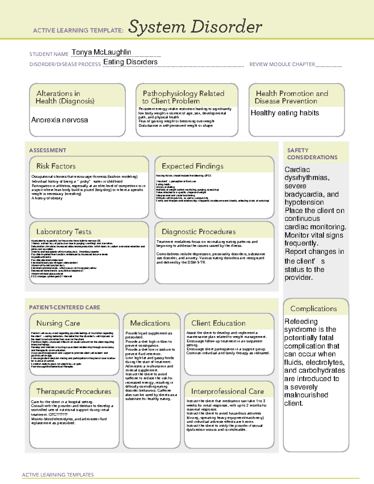 System disorder restricted eating - ACTIVE LEARNING TEMPLATES System ...