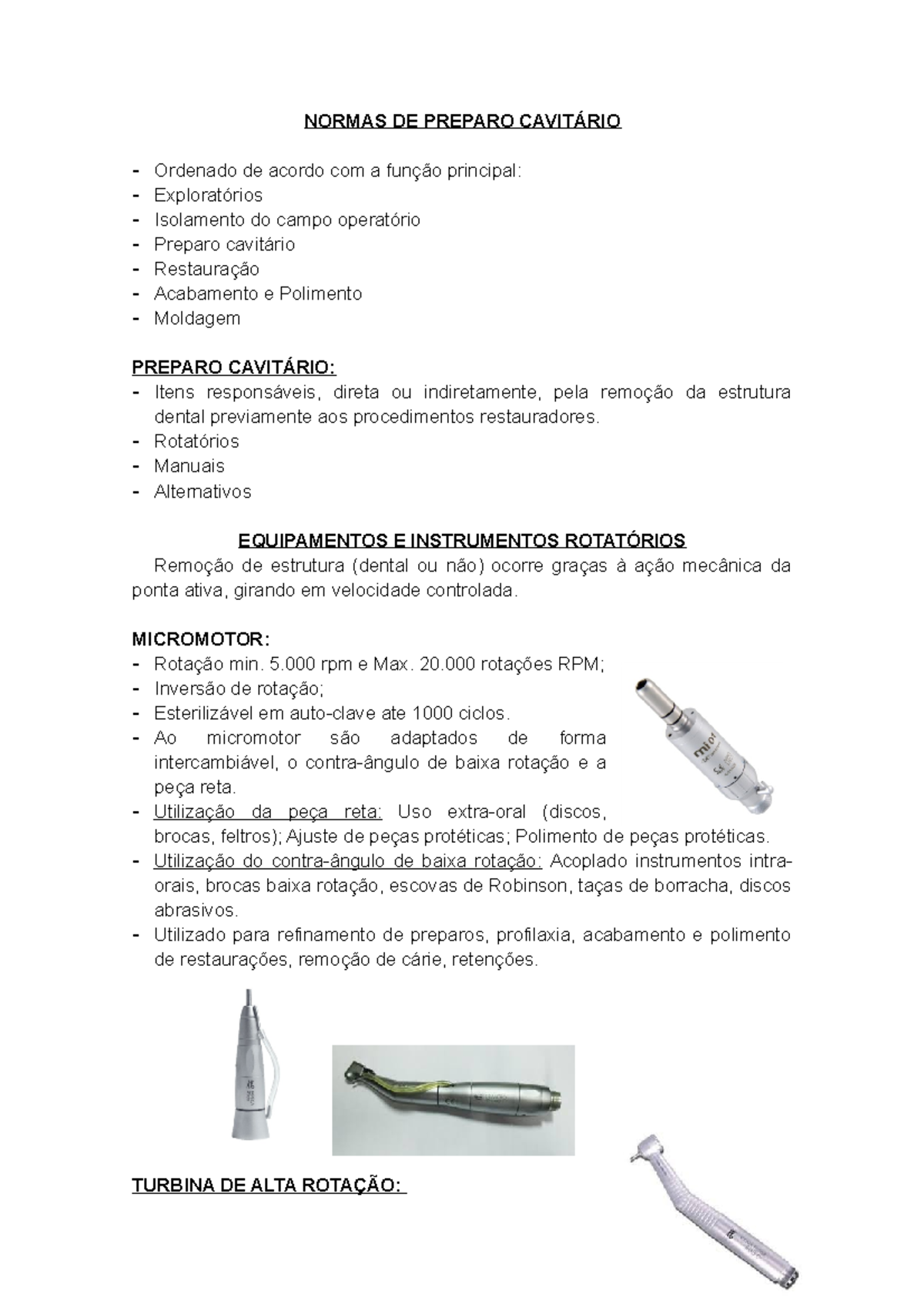Normas de preparo cavitário - NORMAS DE PREPARO CAVITÁRIO Ordenado de ...