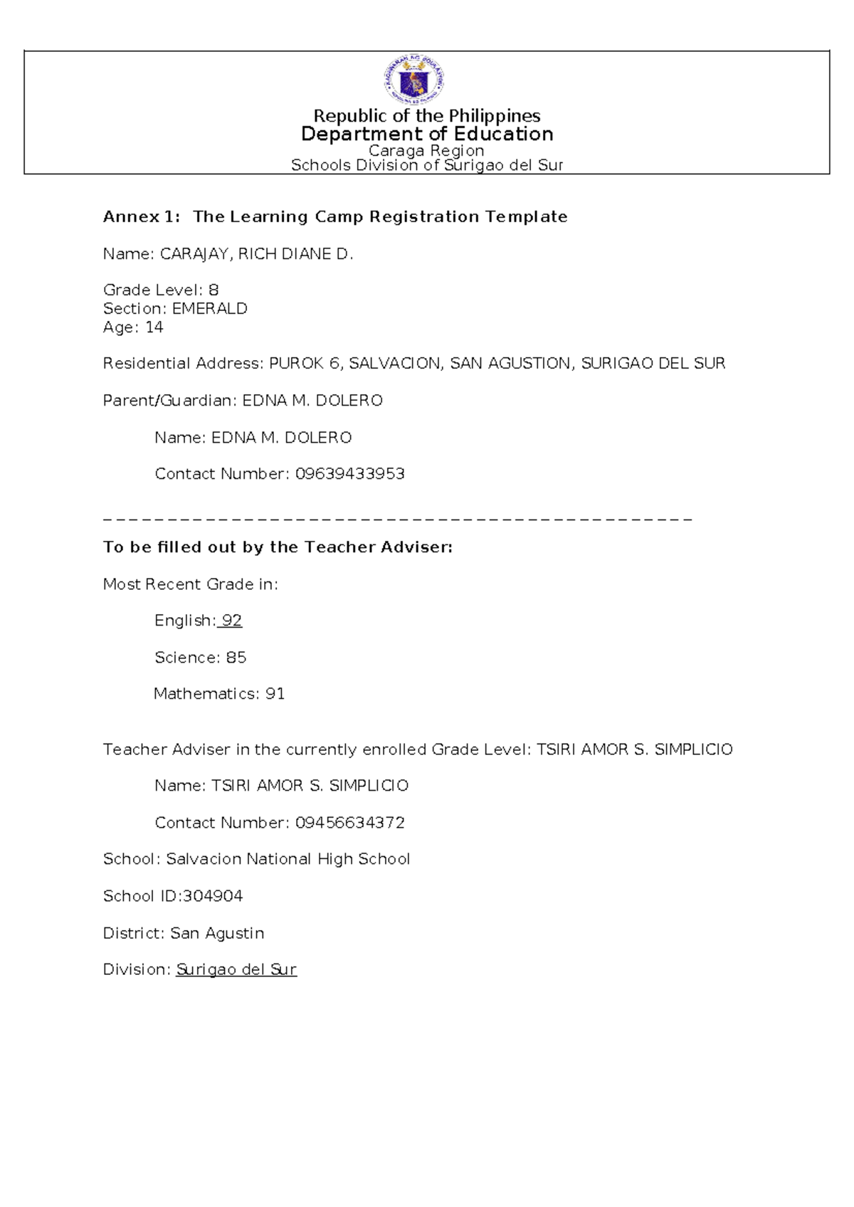 NLC FORM 4 Learning CAMP Registration Template 1 - Department of ...