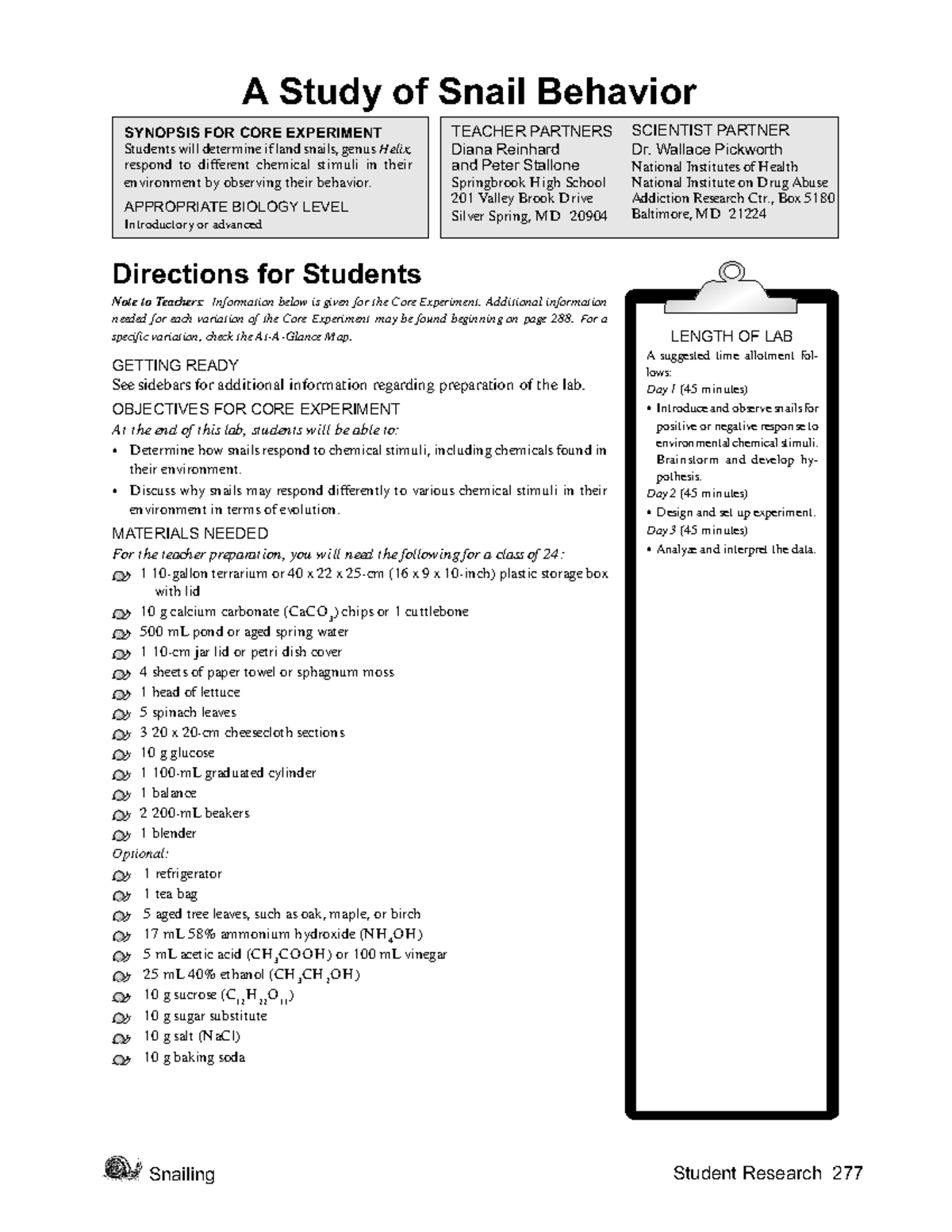 11 Snailing - Snails - Snailing Student Research 277 A Study of Snail ...