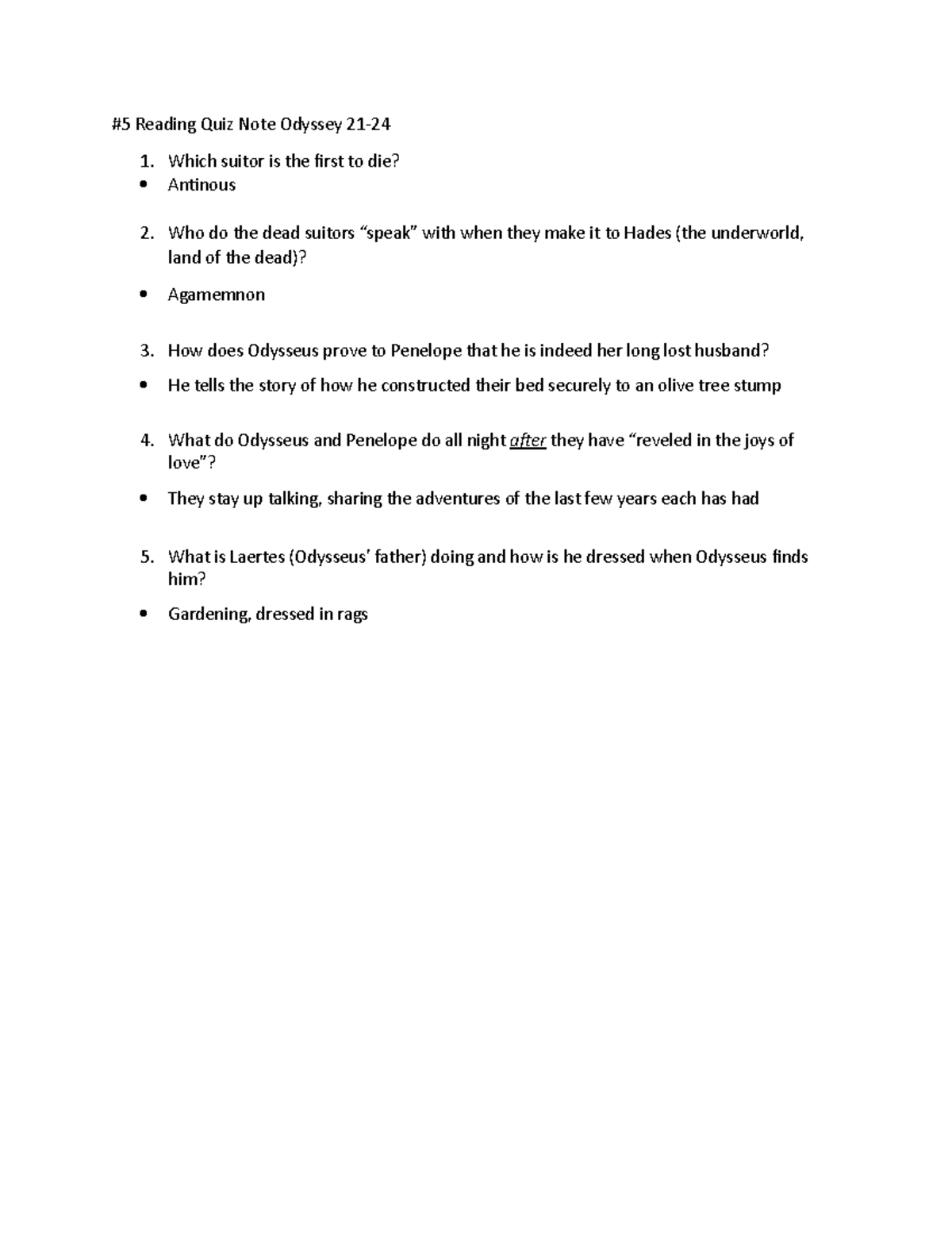 #5 Reading Quiz Note Odyssey 21-24 - Studocu