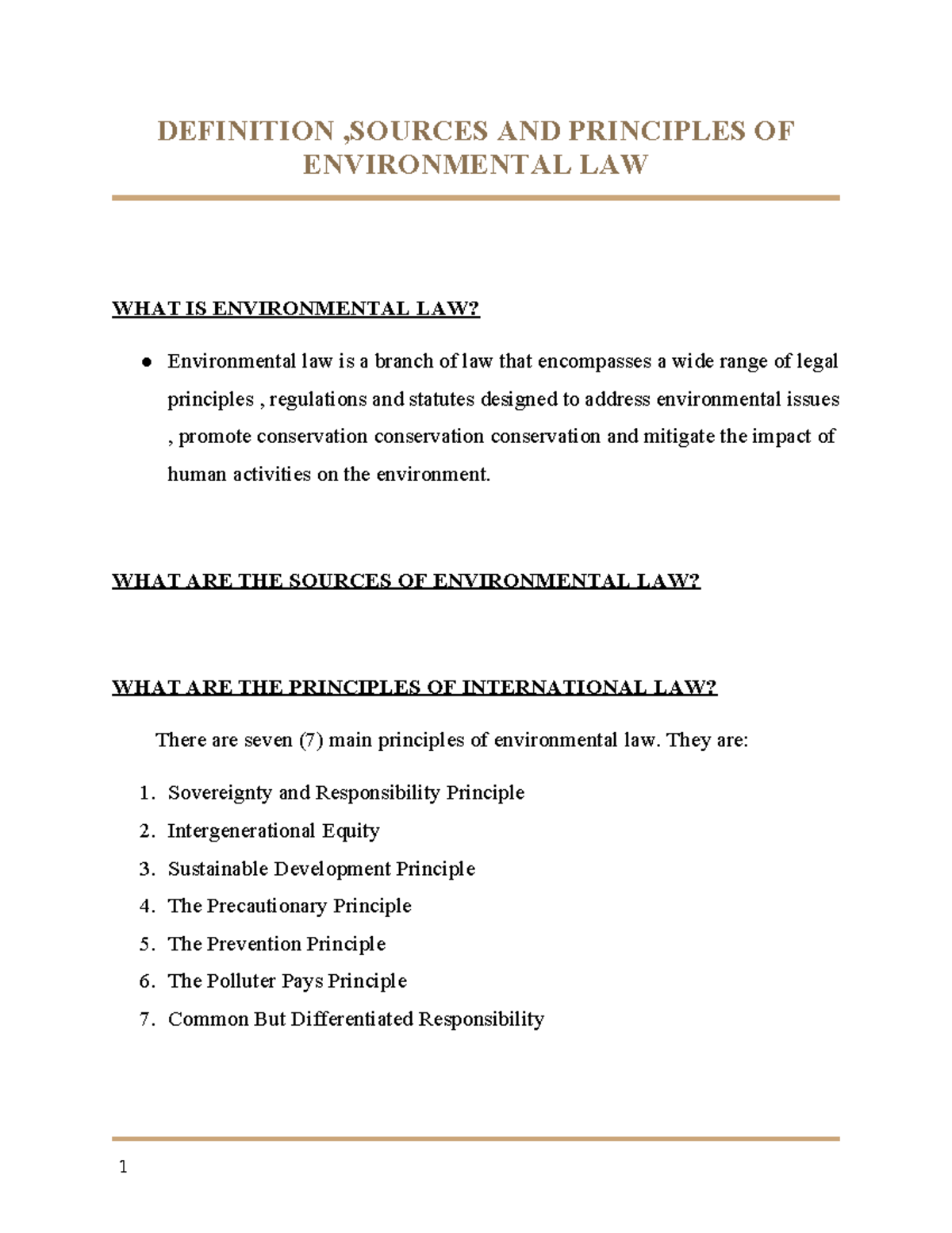 Introduction and principles of environmental law - DEFINITION ,SOURCES ...