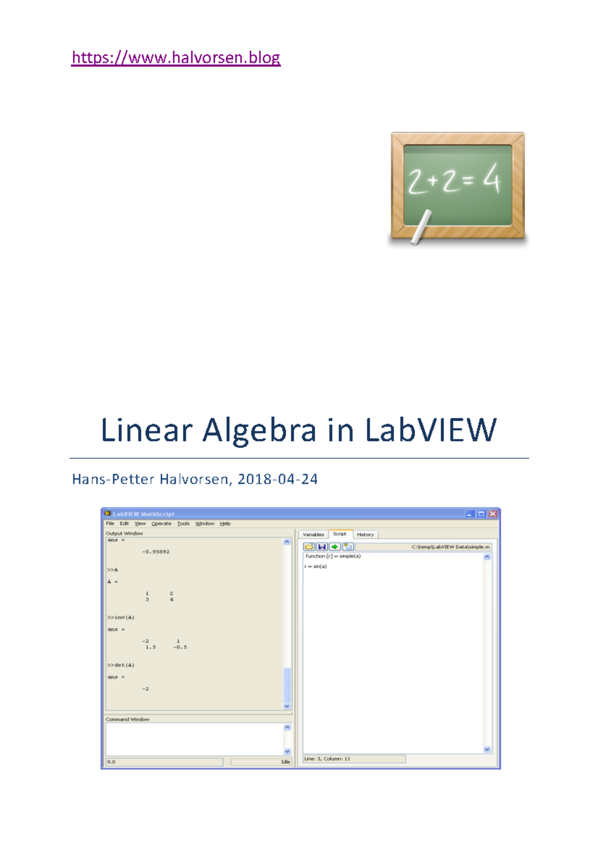 Linear Algebra in Lab VIEW - halvorsen Linear Algebra in LabVIEW Hans ...