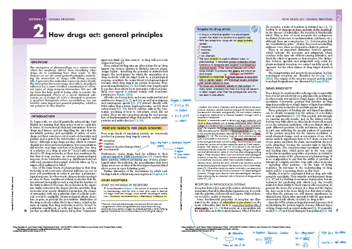 Chap2 - Summary Rang & Dale's Pharmacology - 6 2 How drugs act: general ...