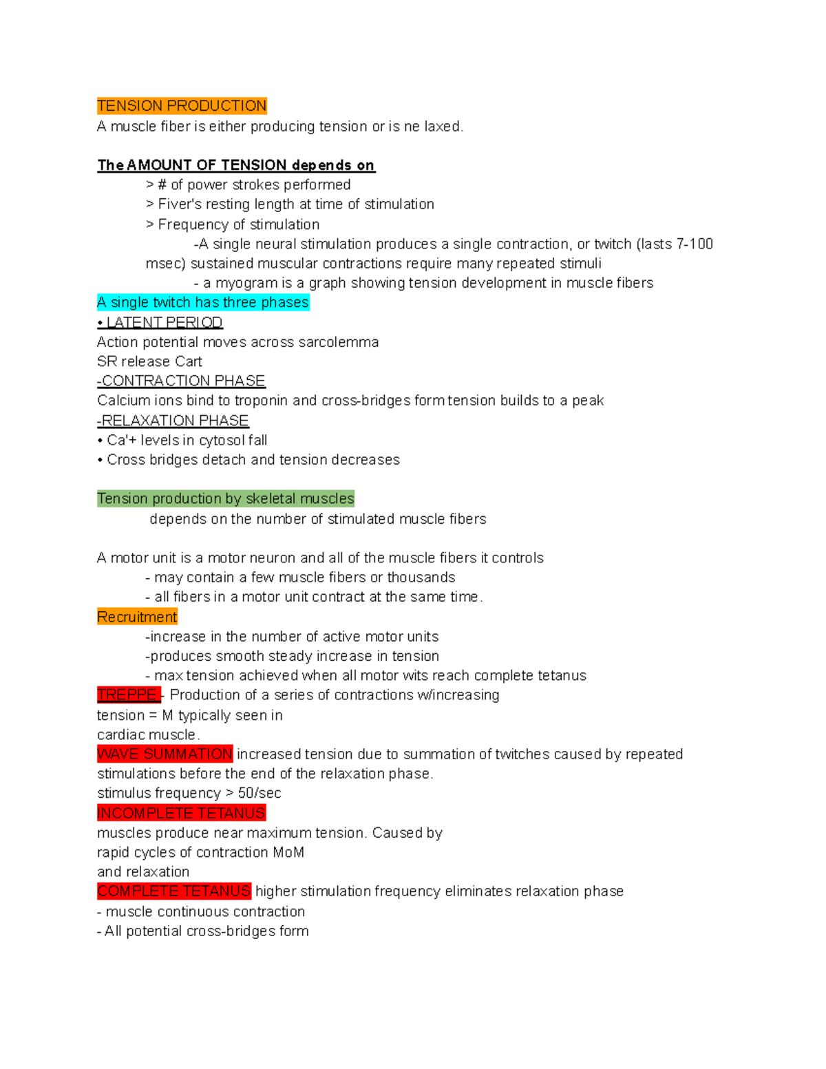 Tension Production - TENSION PRODUCTION A muscle fiber is either ...