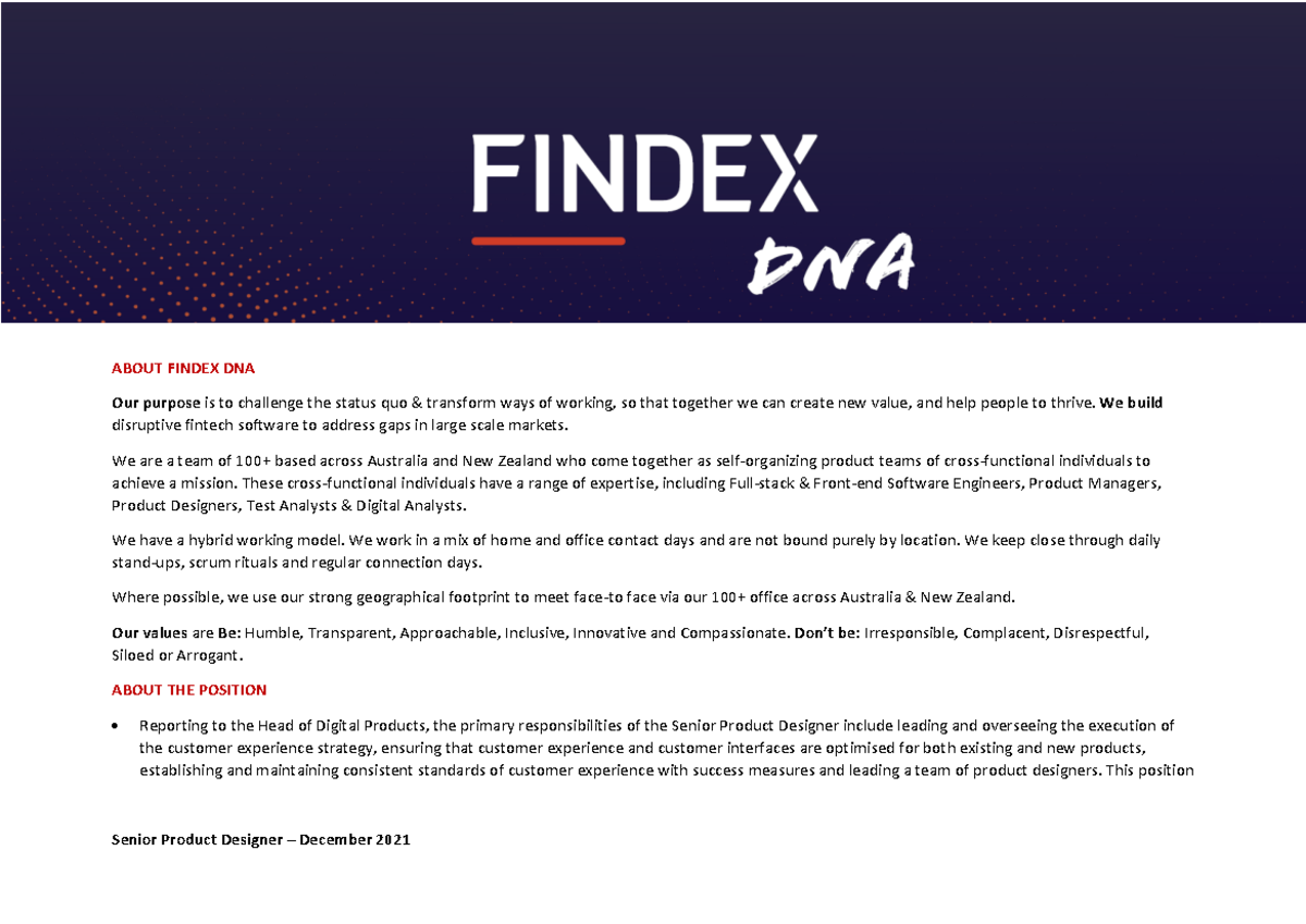 Senior Product Designer -Findex DNA - ABOUT FINDEX DNA Our purpose is ...