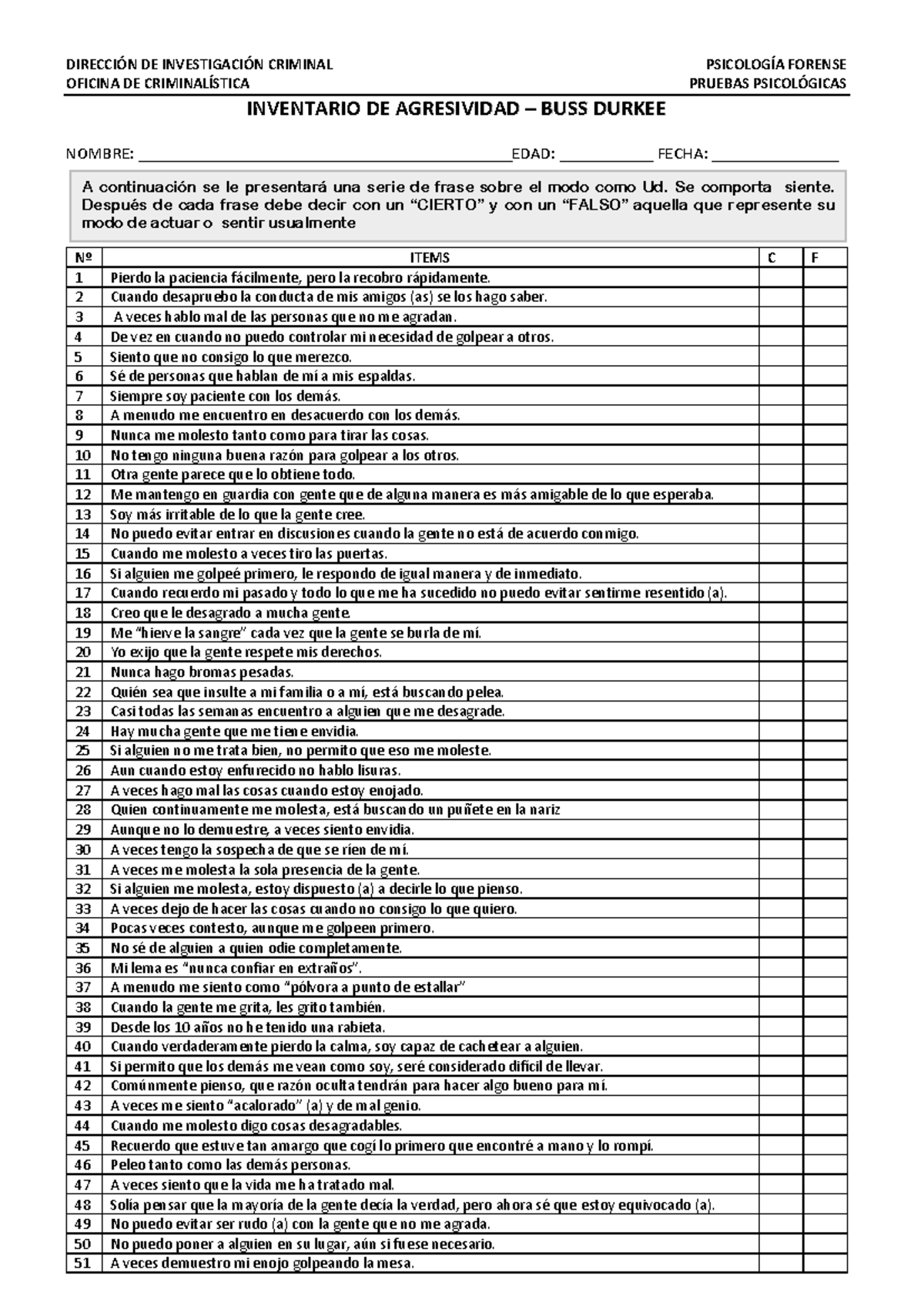 BUSS Durke - prueba agresividad - DIRECCIÓN DE INVESTIGACIÓN CRIMINAL ...