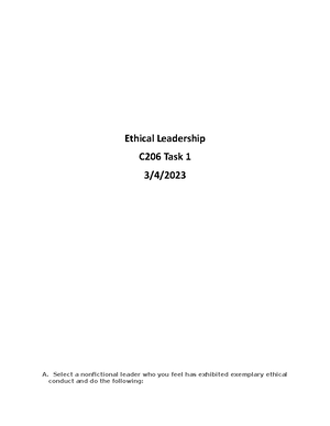 EHM2 Task 1 - passed - C206-EMH2 - WGU - Studocu