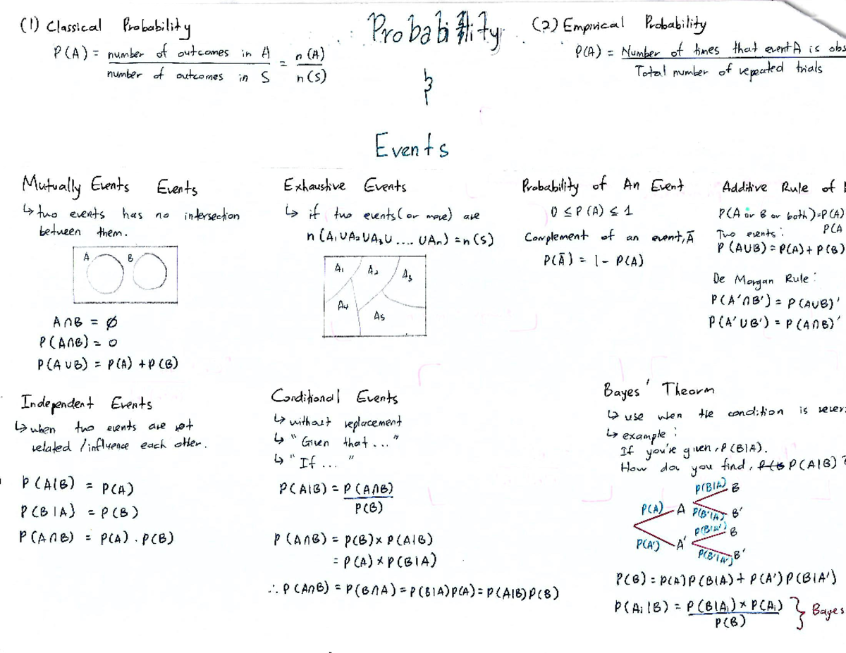 Probability and events - Statistic - Studocu