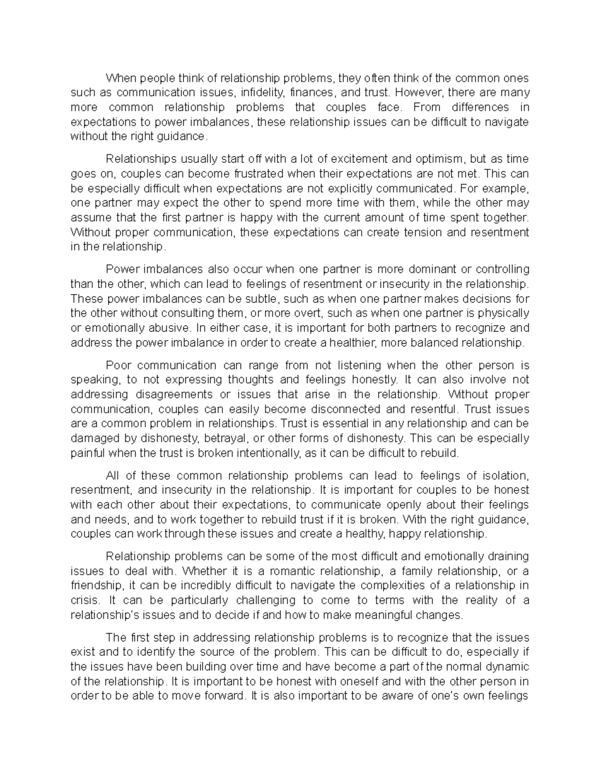 Relationship problems reflection - Copy - When people think of ...