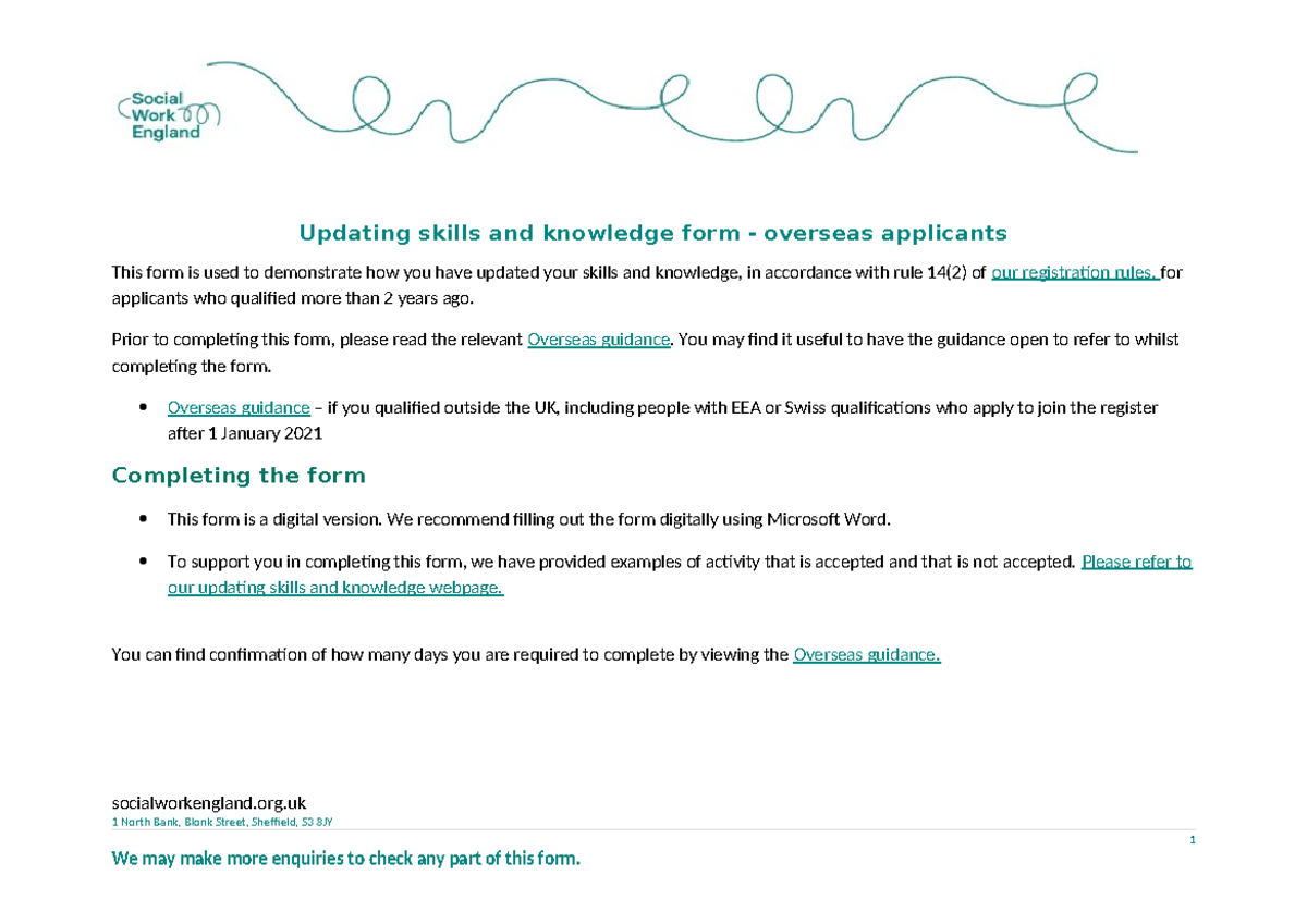 Updating Skills and Knowledge Form (1) - Updating skills and knowledge ...